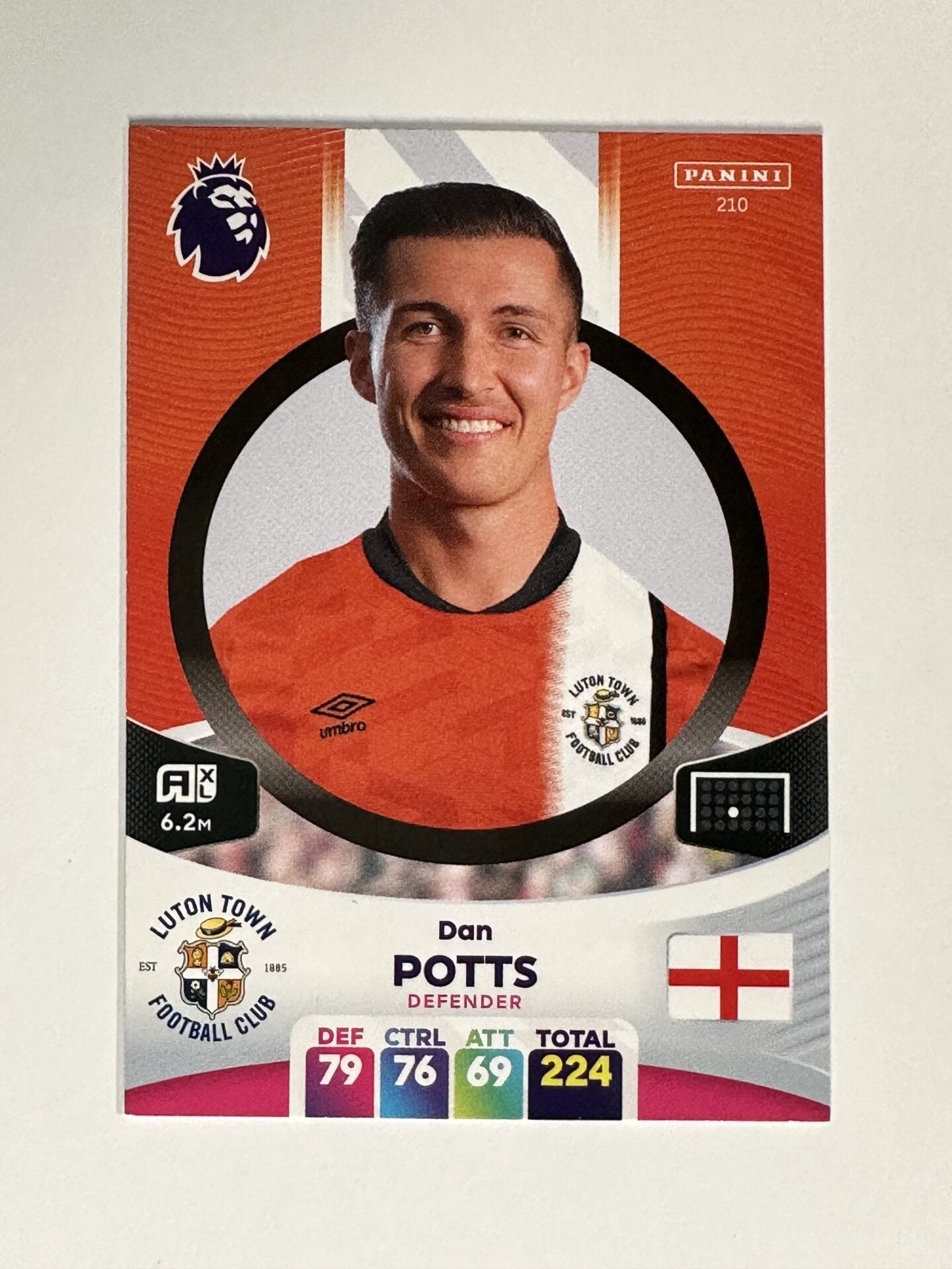 210 Dan Potts Luton Town Base Panini Premier League Adrenalyn XL 2024 – Solve Collectibles