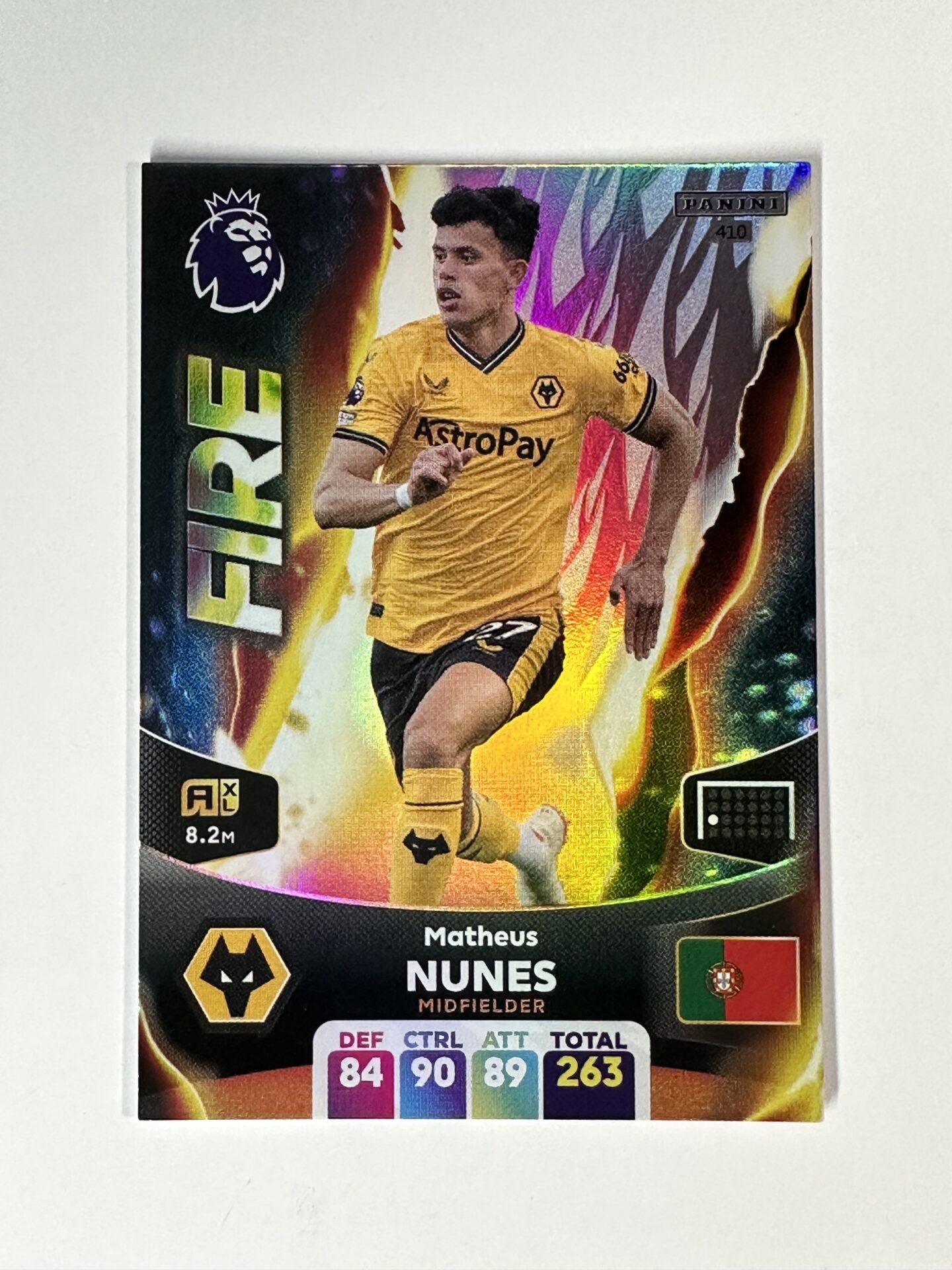 410 Matheus Nunes Wolves Fire Panini Premier League Adrenalyn XL 2024 – Solve Collectibles