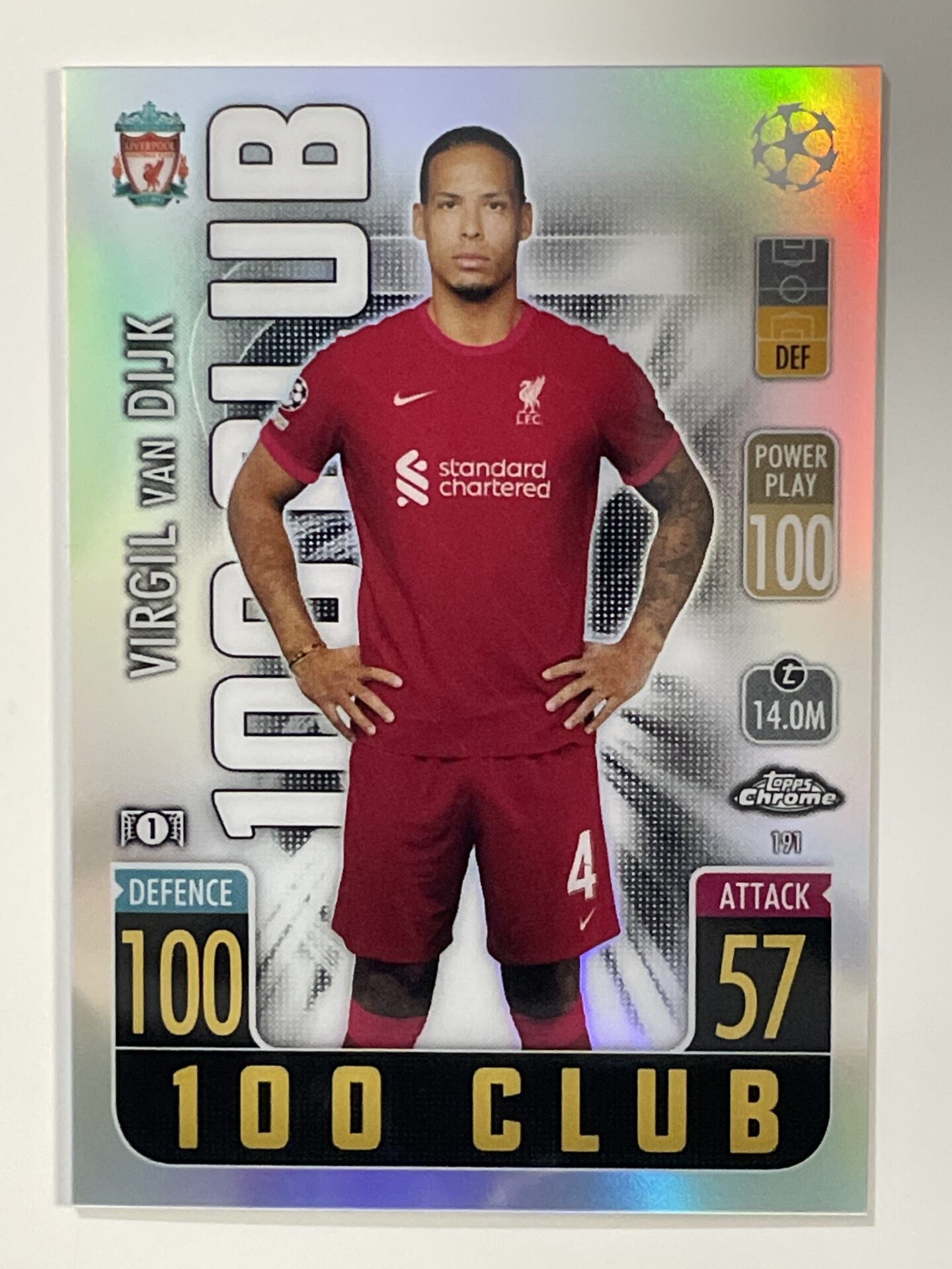 191 Refractor Virgil van Dijk 100 Club Topps Match Attax Chrome 2021/2 – Solve Collectibles