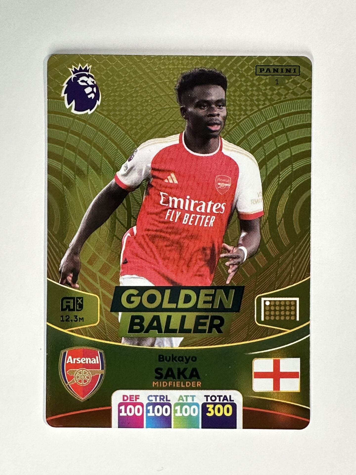 001 Bukayo Saka Arsenal Golden Baller Panini Premier League Adrenalyn ...