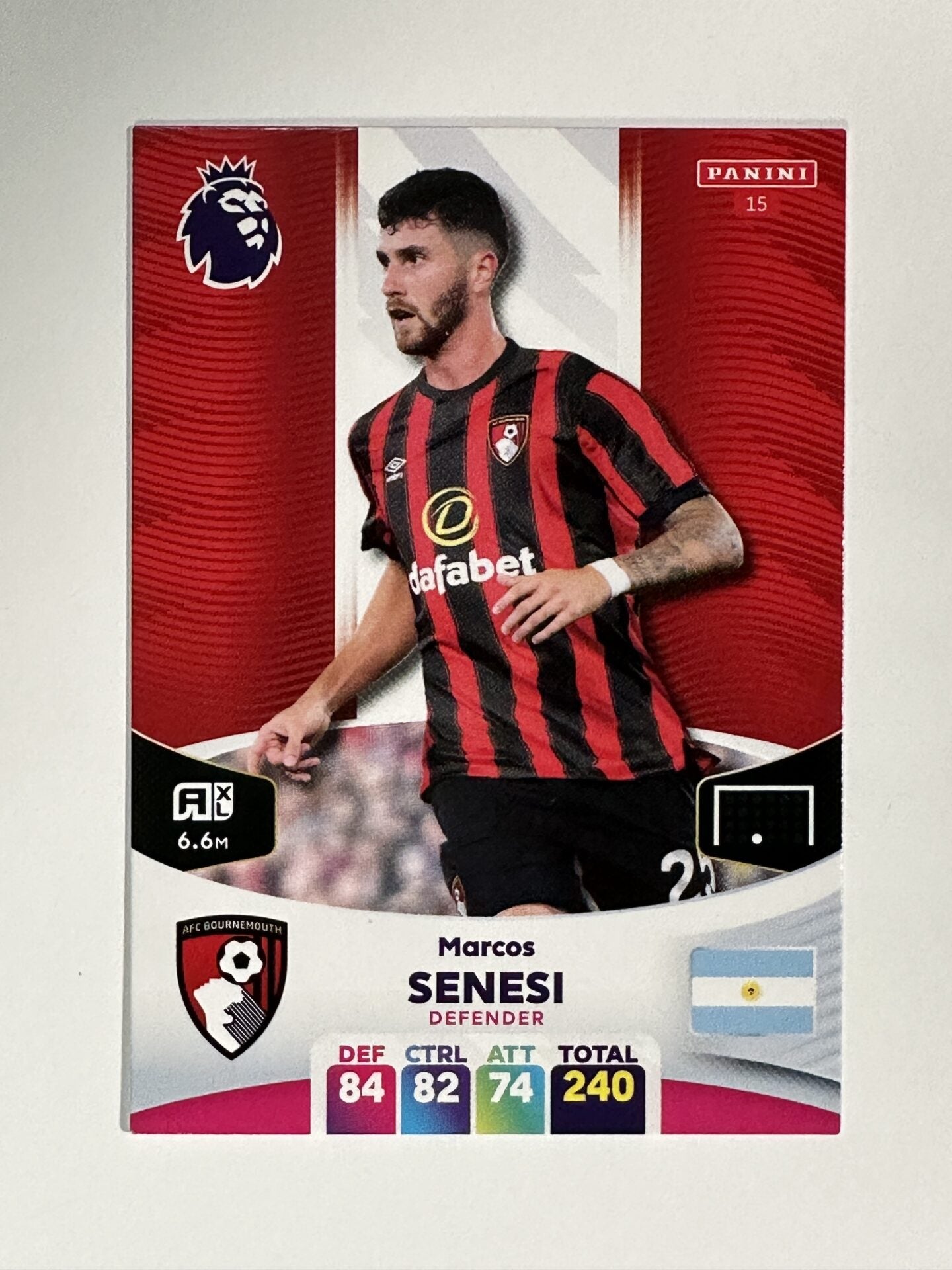 015 Marcos Senesi AFC Bournemouth Base Panini Premier League Adrenalyn ...