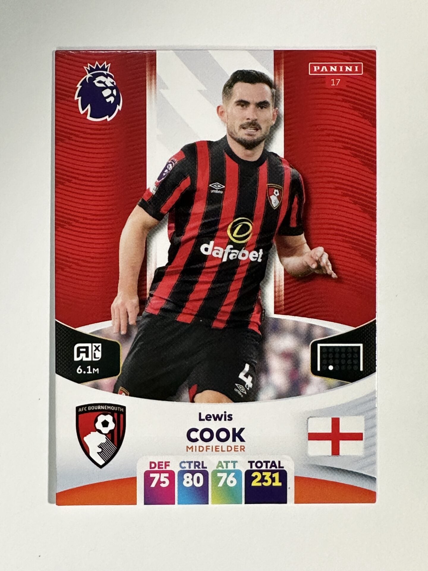 017 Lewis Cook AFC Bournemouth Base Panini Premier League Adrenalyn XL ...