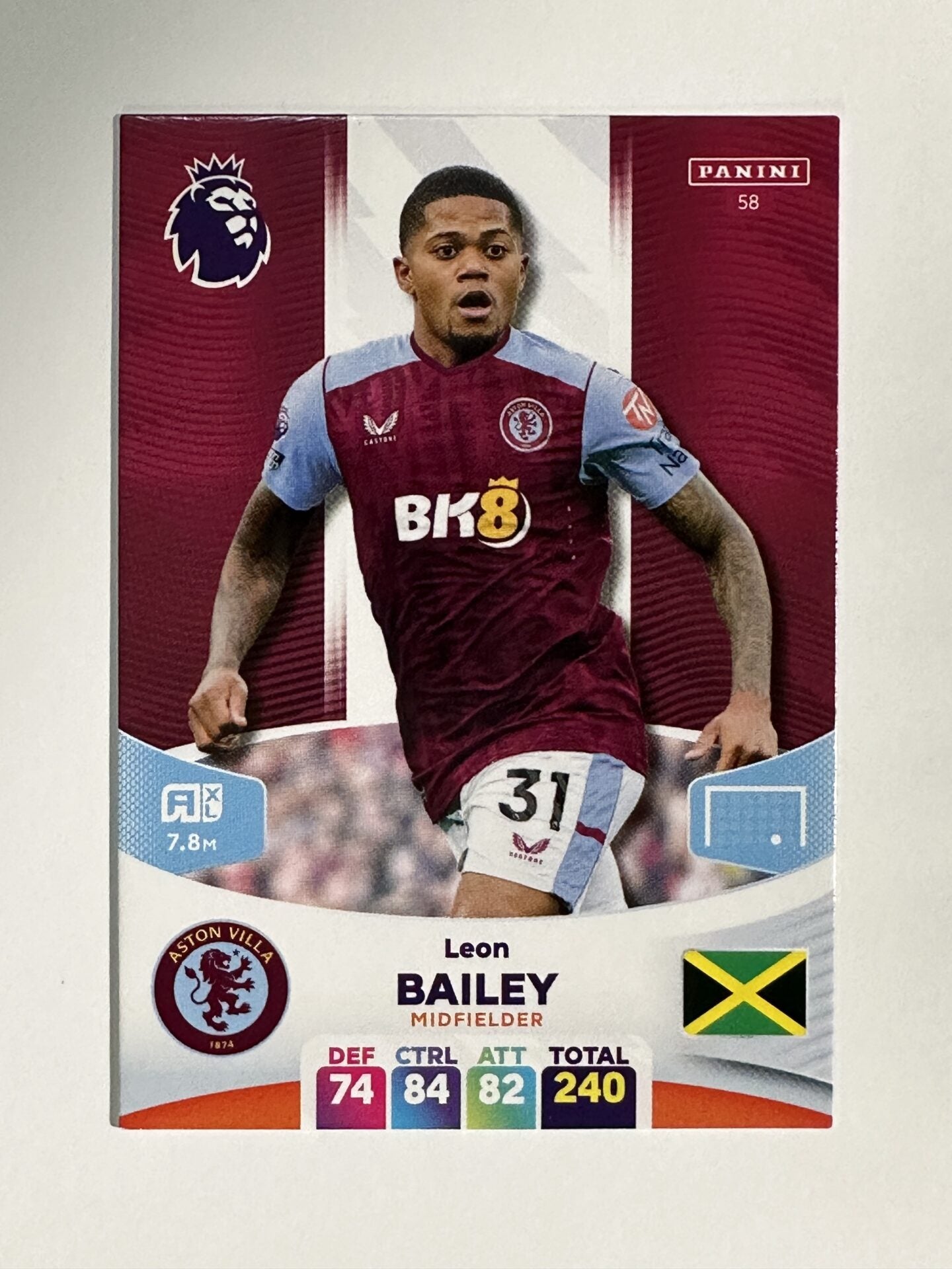 058 Leon Bailey Aston Villa Base Panini Premier League Adrenalyn XL 20 ...
