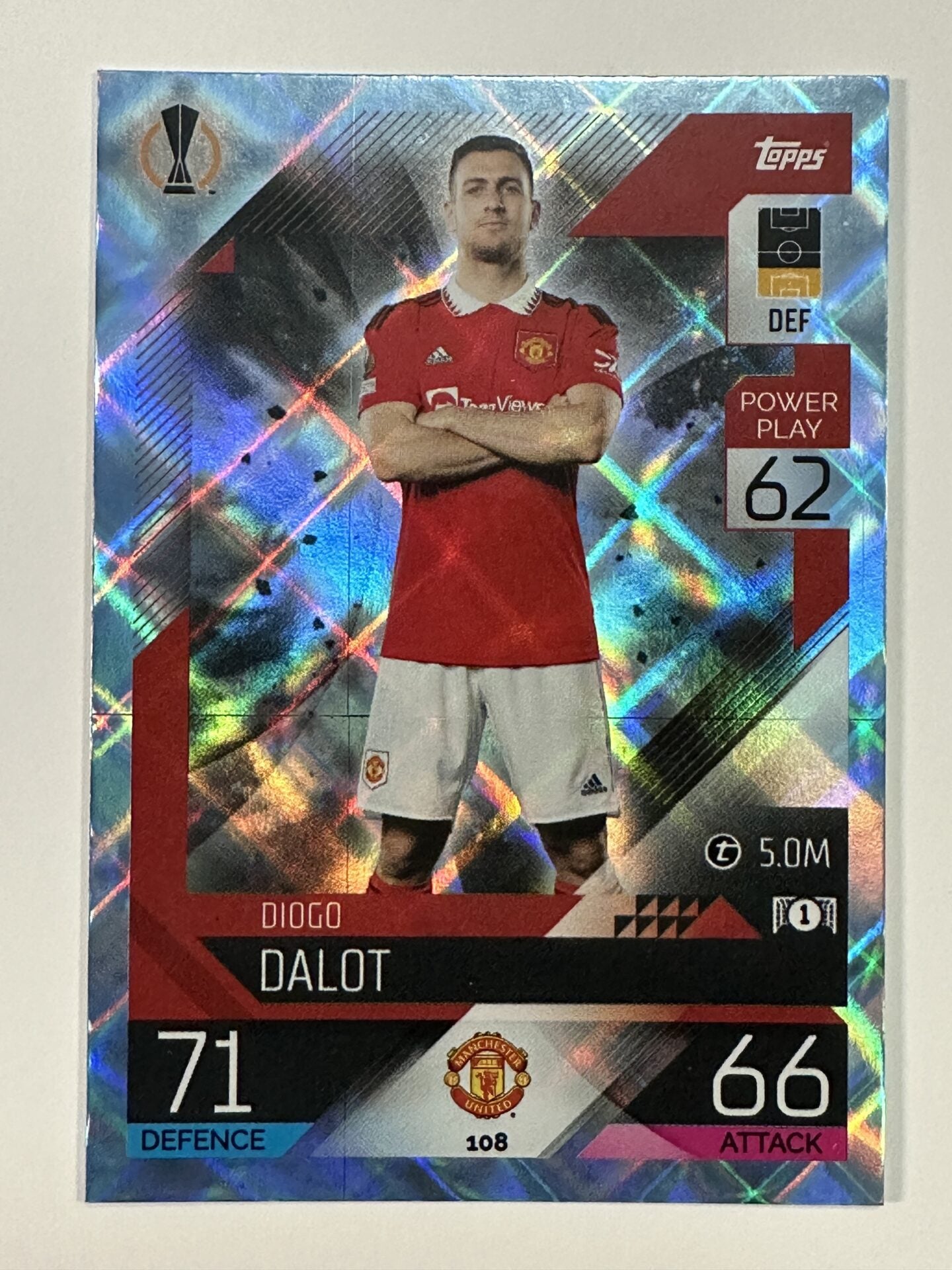 108 Diogo Dalot Base Crystal Foil Parallel (Manchester United) Topps M ...