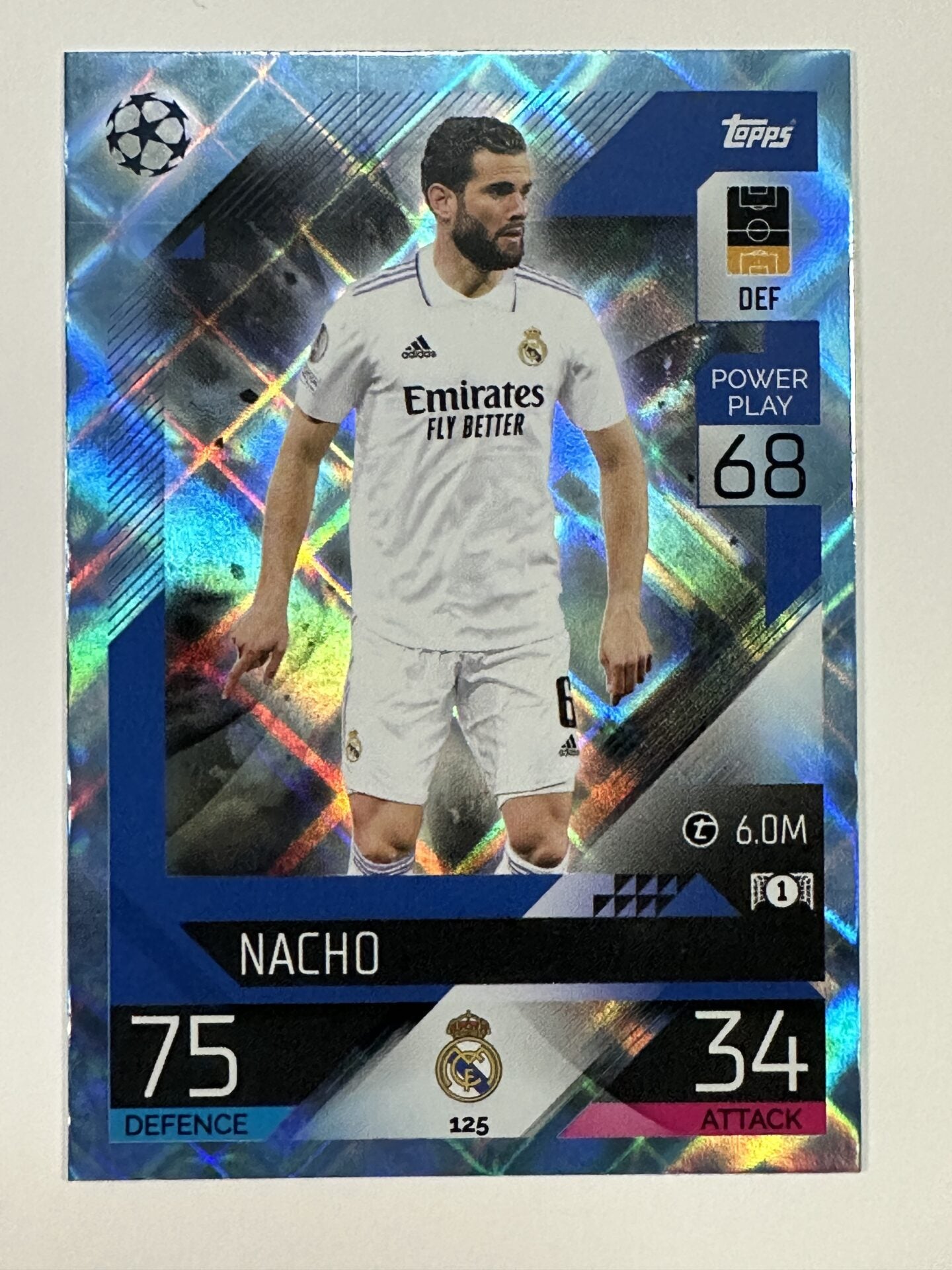 125 Nacho Base Crystal Foil Parallel (Real Madrid) Topps Match Attax 2 ...