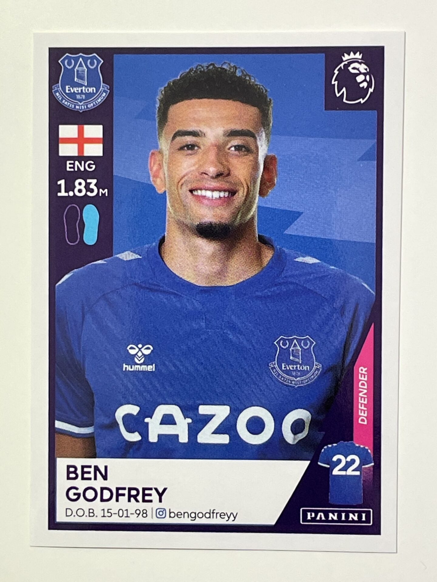 206 Ben Godfrey (Everton) Premier League 2021 Stickers – Solve Collectibles