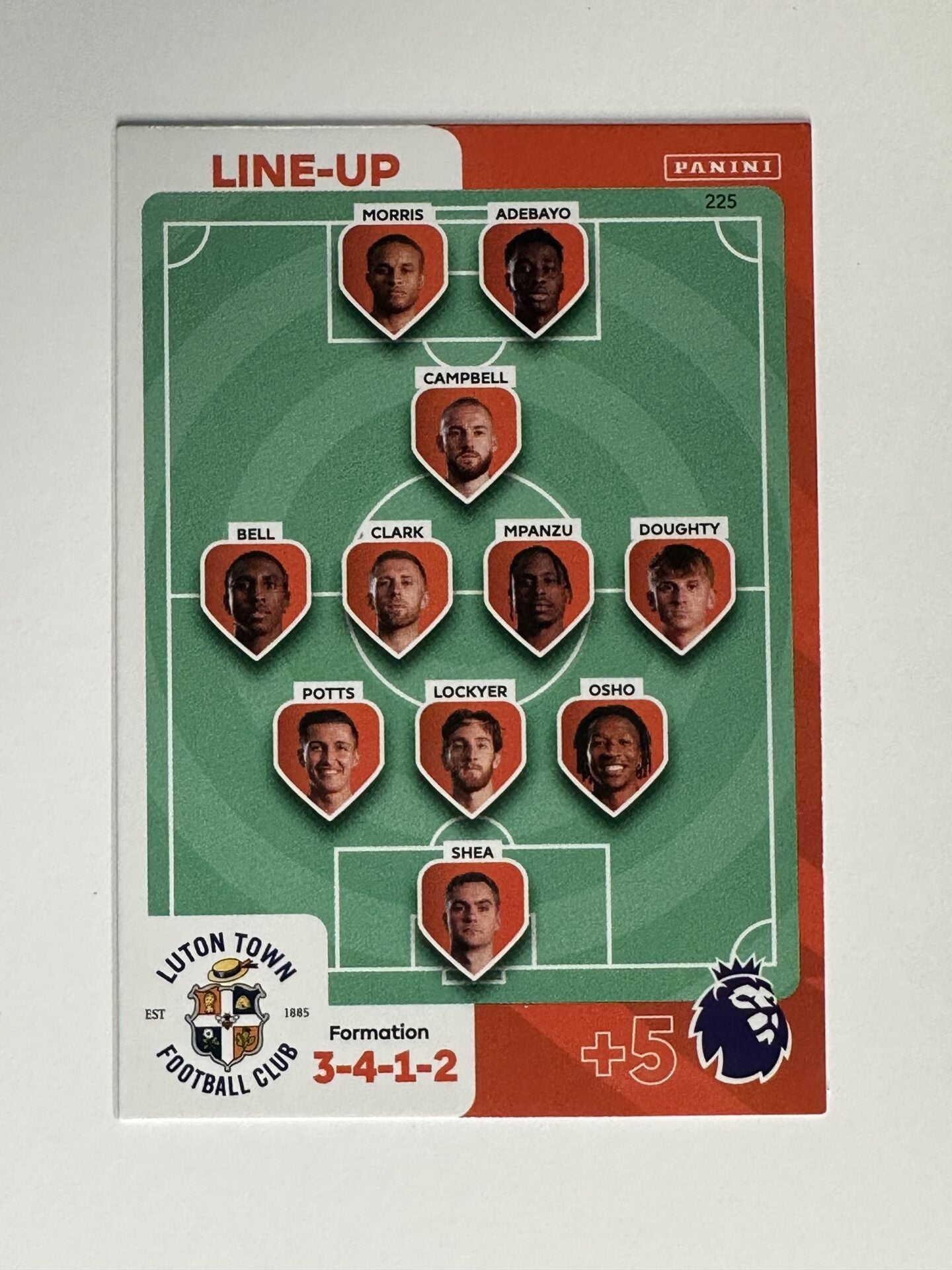 225 Line-Up Luton Town Base Panini Premier League Adrenalyn XL 2024 Ca ...