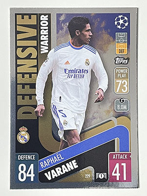 229 Raphaël Varane Defensive Warrior (Real Madrid CF) Match Attax 2021 ...