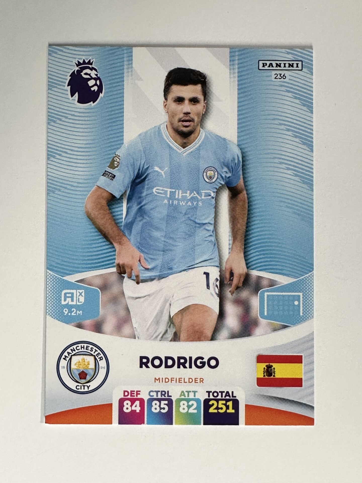 236 Rodrigo Manchester City Base Panini Premier League Adrenalyn XL 20 ...