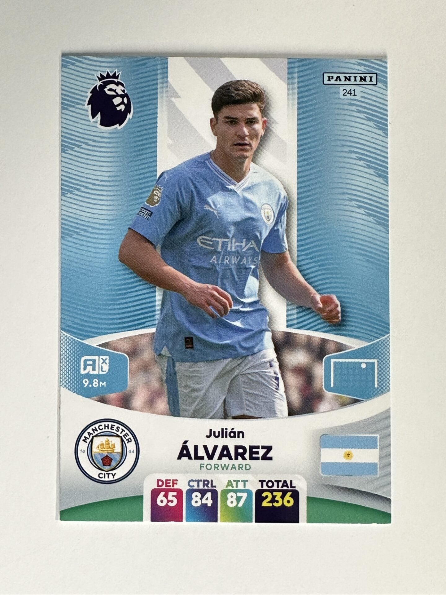 241 Julian Alvarez Manchester City Base Panini Premier League Adrenaly ...