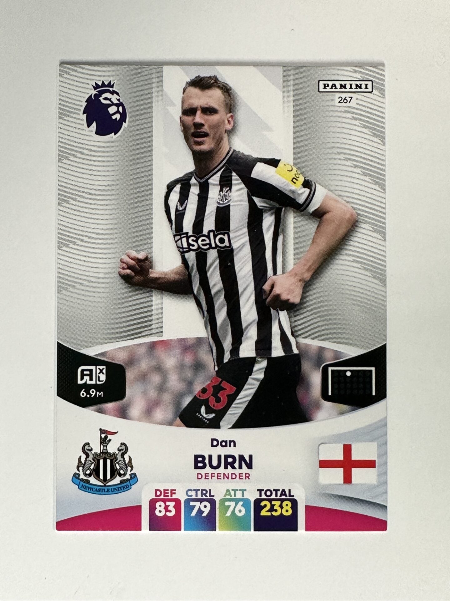267 Dan Burn Newcastle Base Panini Premier League Adrenalyn XL 2024 Ca ...