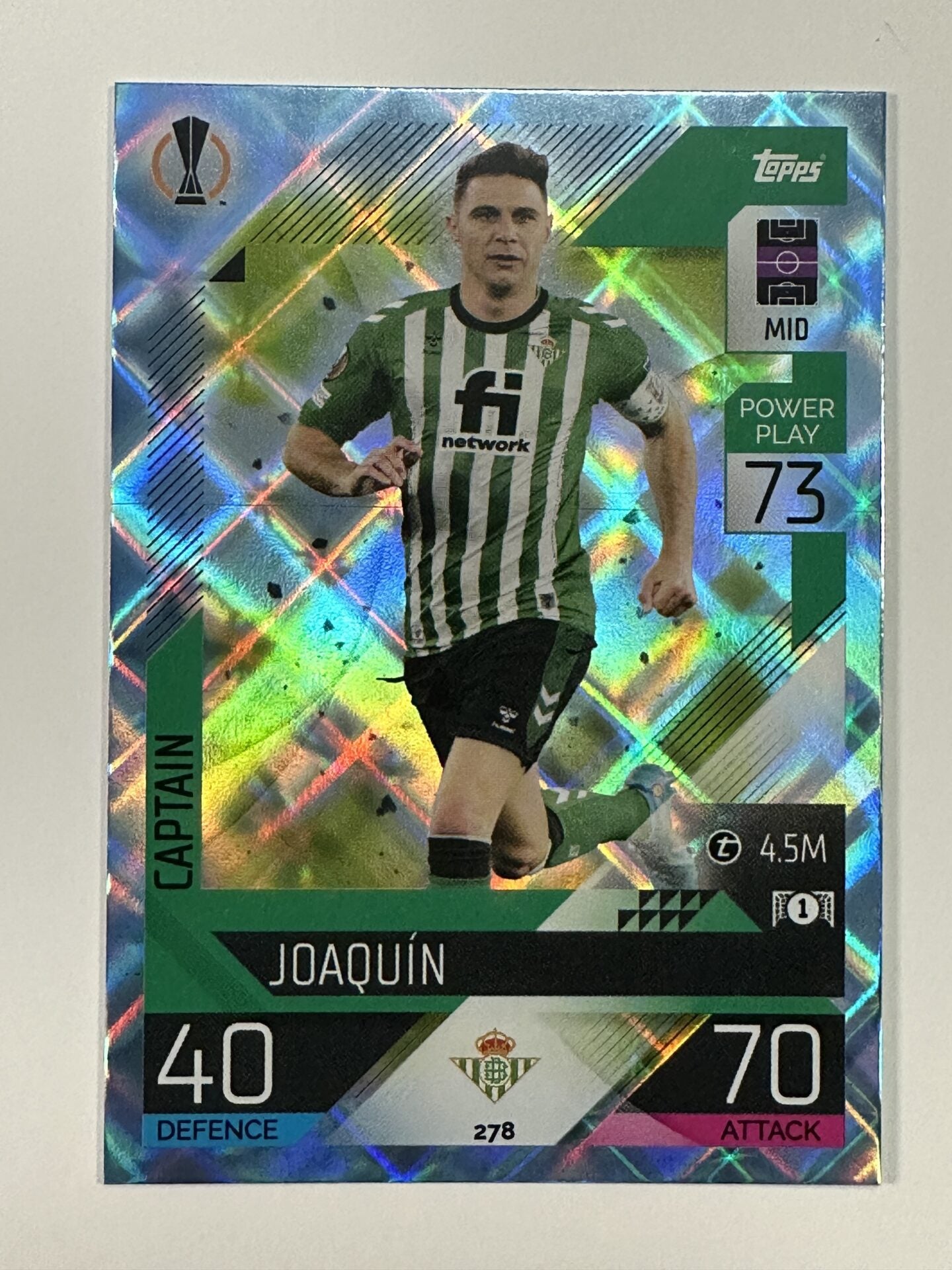 278 Joaquin Captain Crystal Foil Parallel (Real Betis) Topps Match Att ...