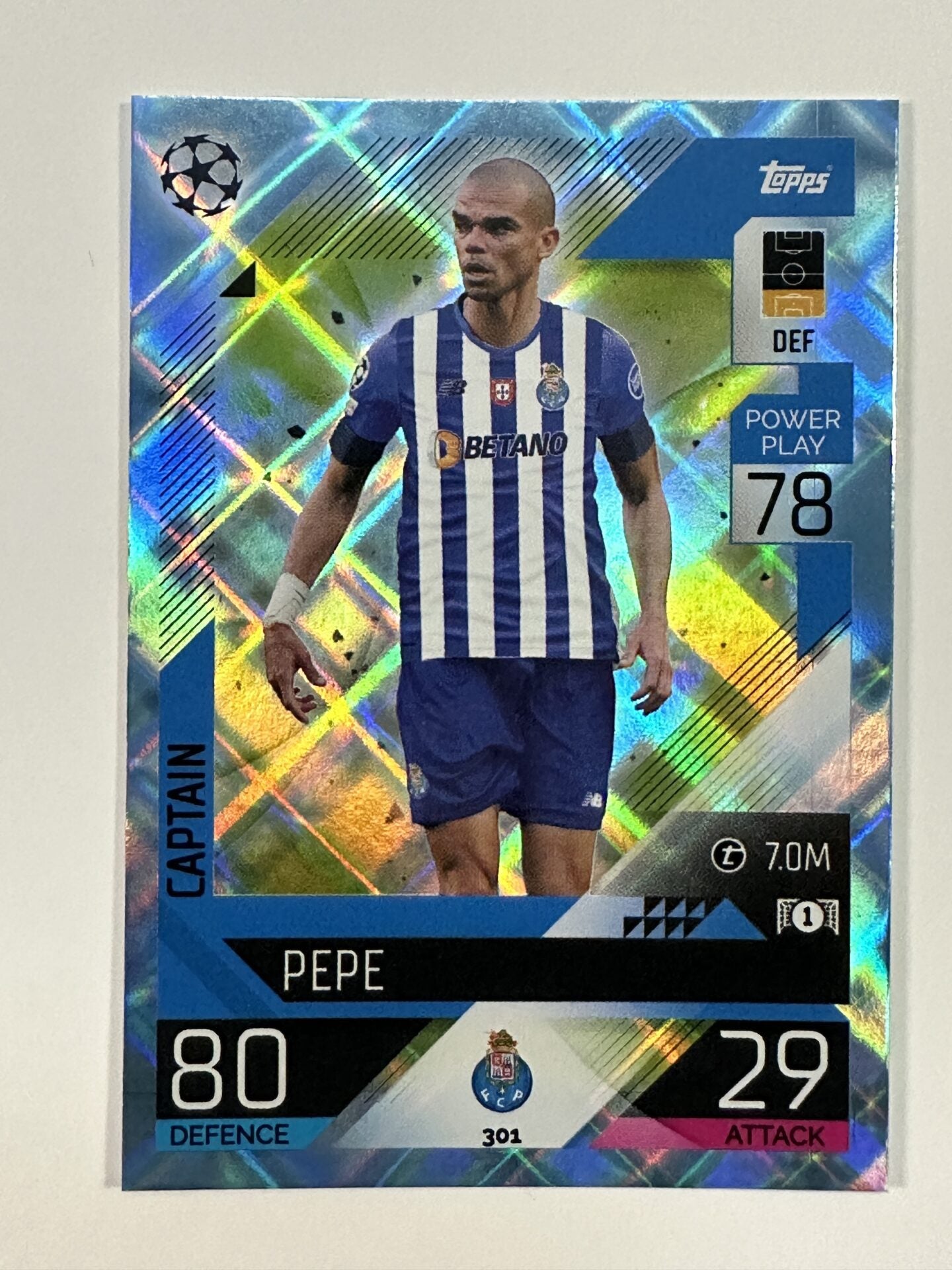 301 Pepe Captain Crystal Foil Parallel (Porto) Topps Match Attax 2022 ...