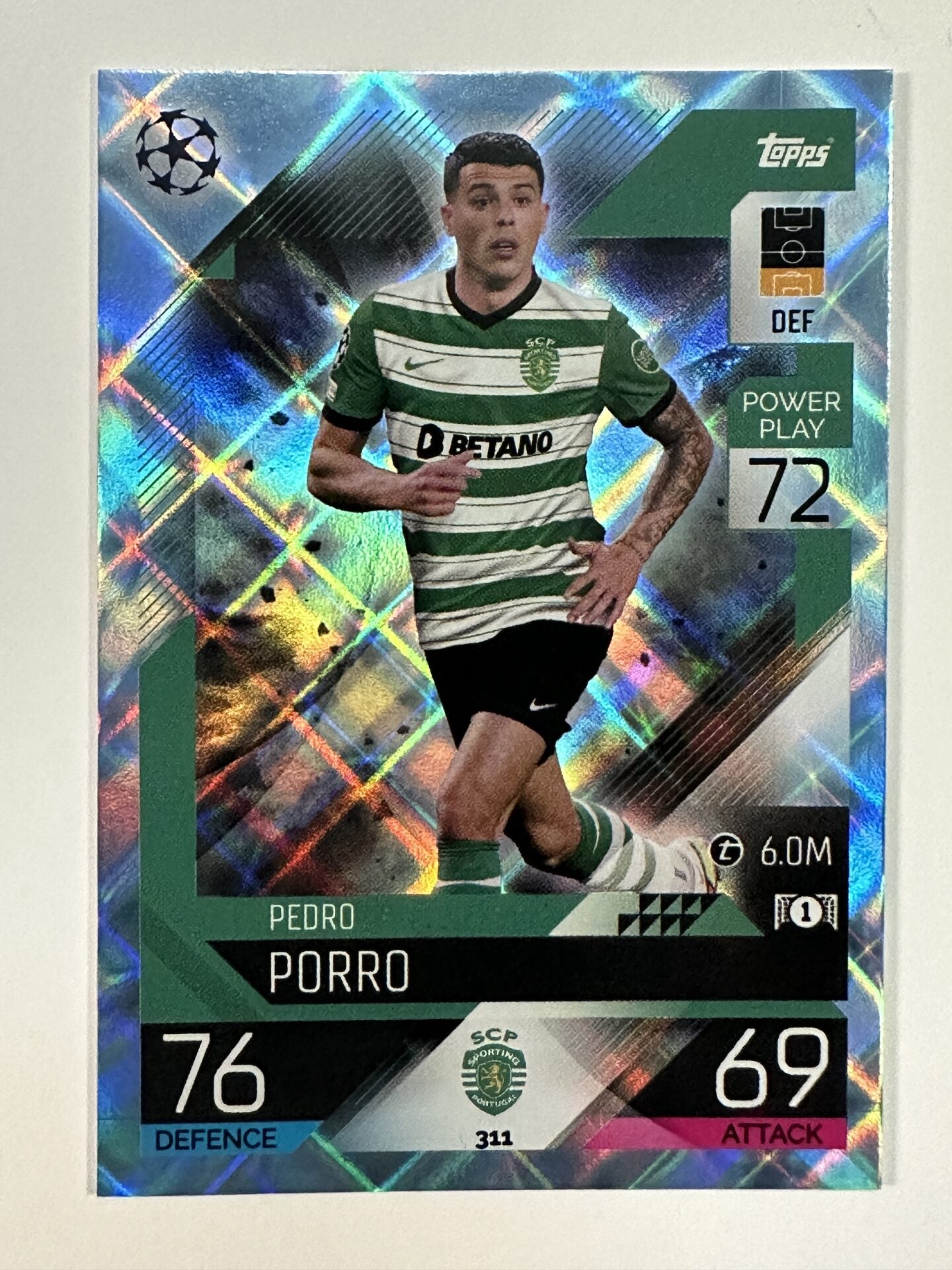 311 Pedro Porro Base Crystal Foil Parallel (Sporting CP) Topps Match A ...