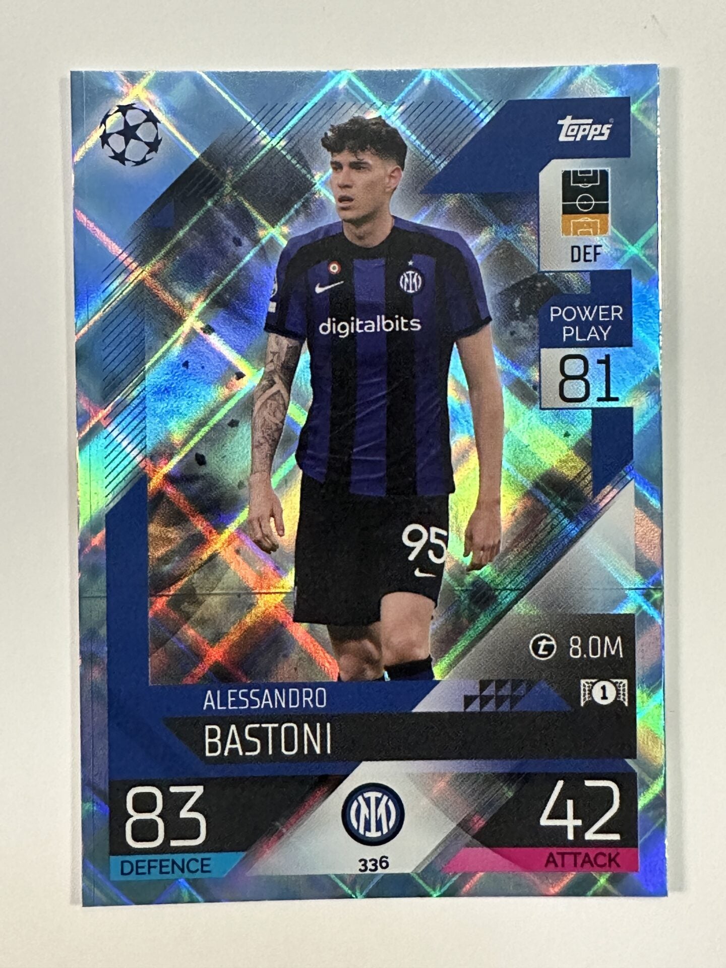 336 Alessandro Bastoni Base Crystal Foil Parallel (Inter Milan) Topps ...