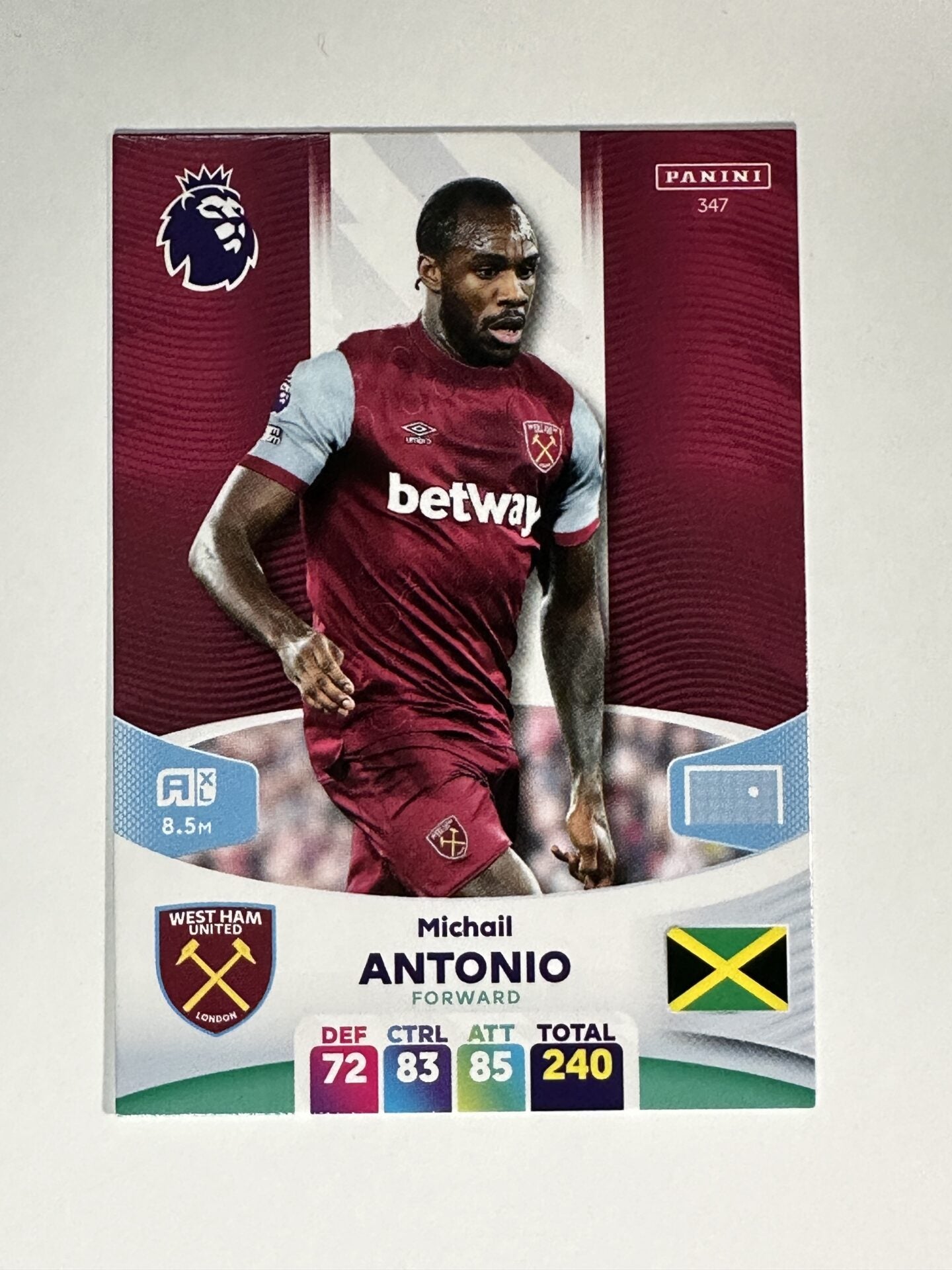 347 Michail Antonio West Ham Base Panini Premier League Adrenalyn XL 2 ...