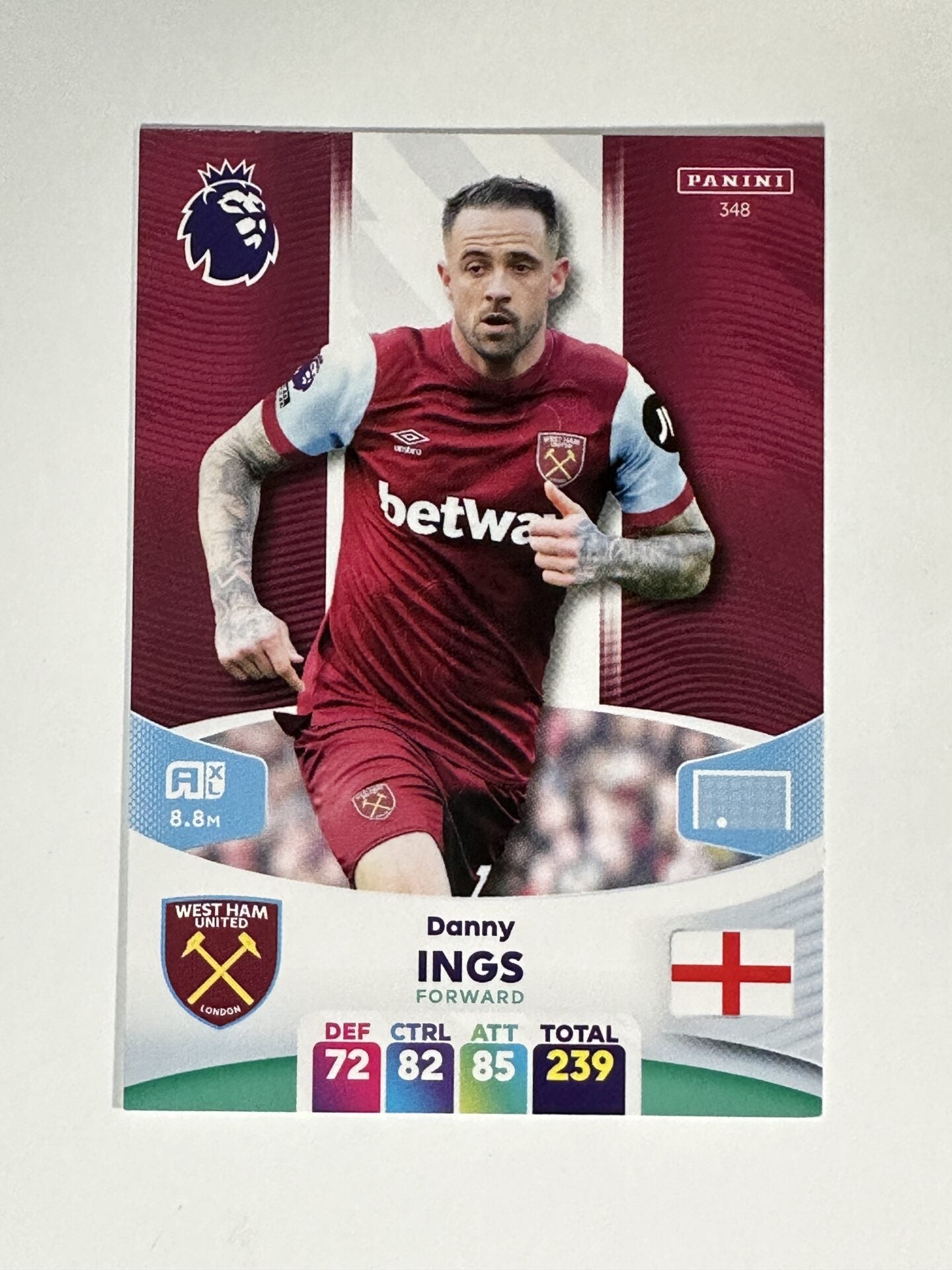 348 Danny Ings West Ham Base Panini Premier League Adrenalyn XL 2024 C ...