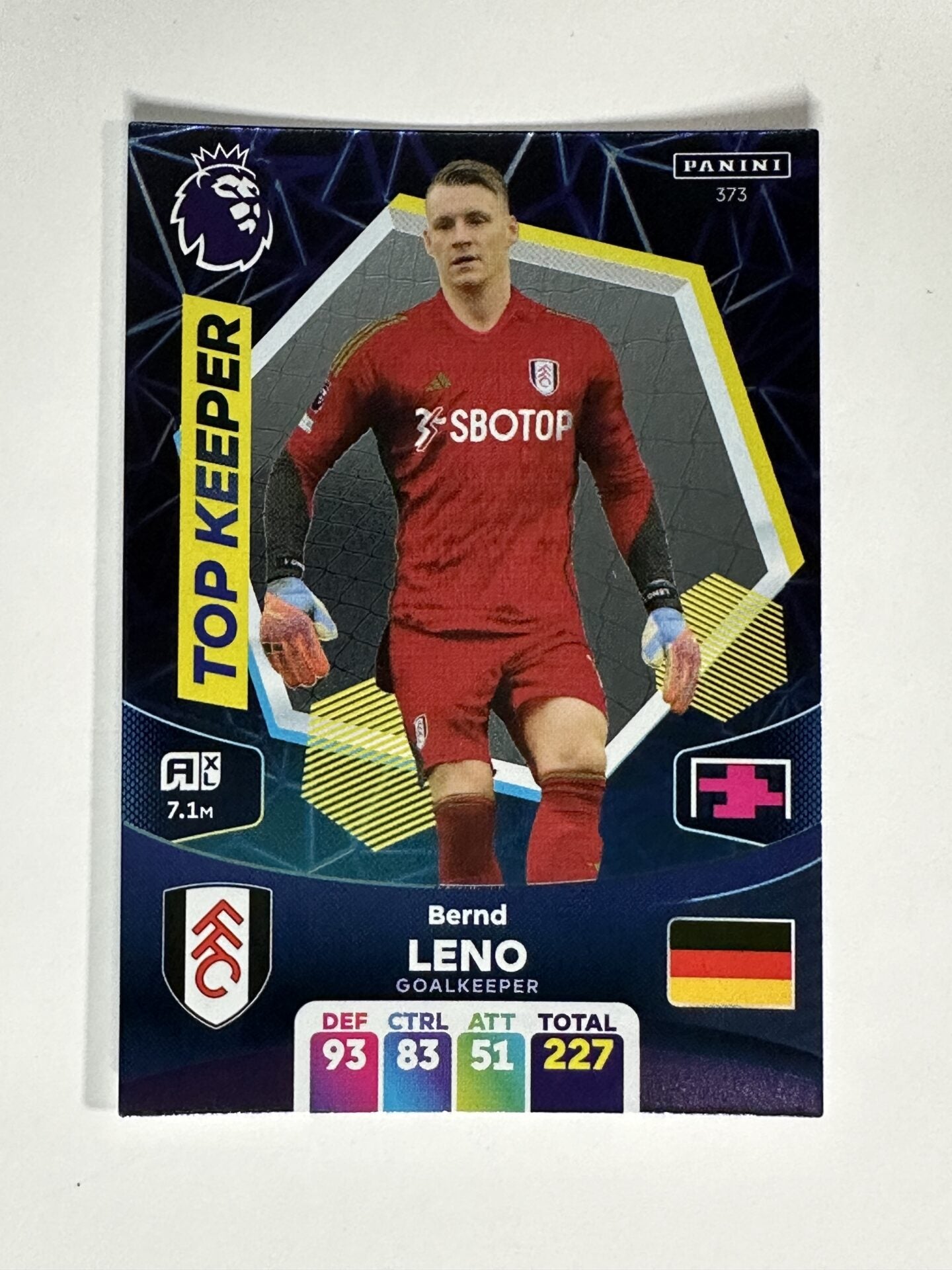 373 Bernd Leno Fulham Top Keeper Panini Premier League Adrenalyn XL 20 ...