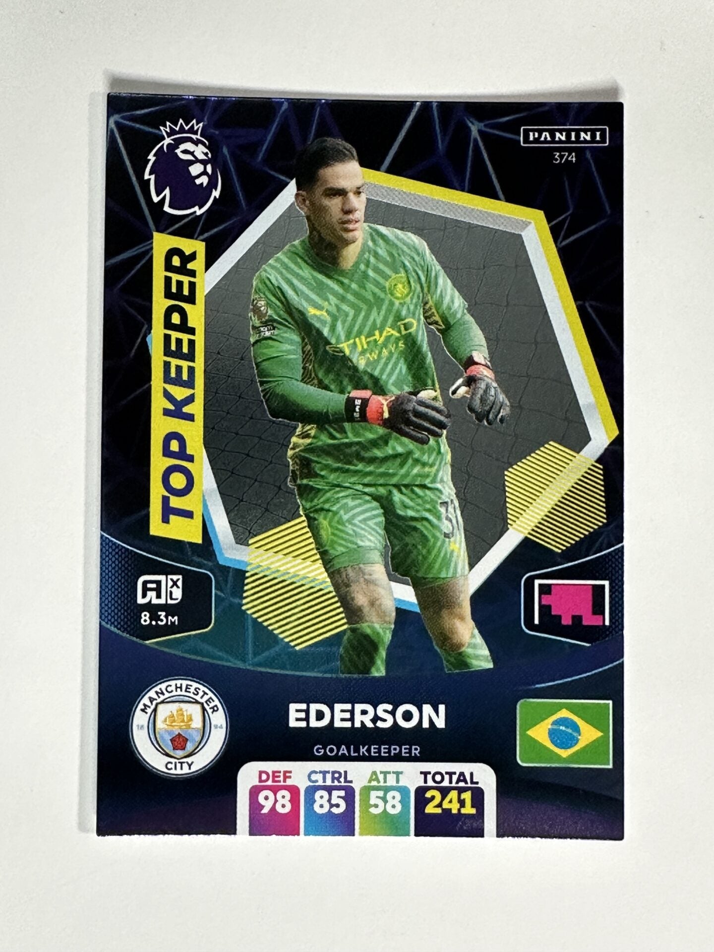 374 Ederson Manchester City Top Keeper Panini Premier League Adrenalyn ...