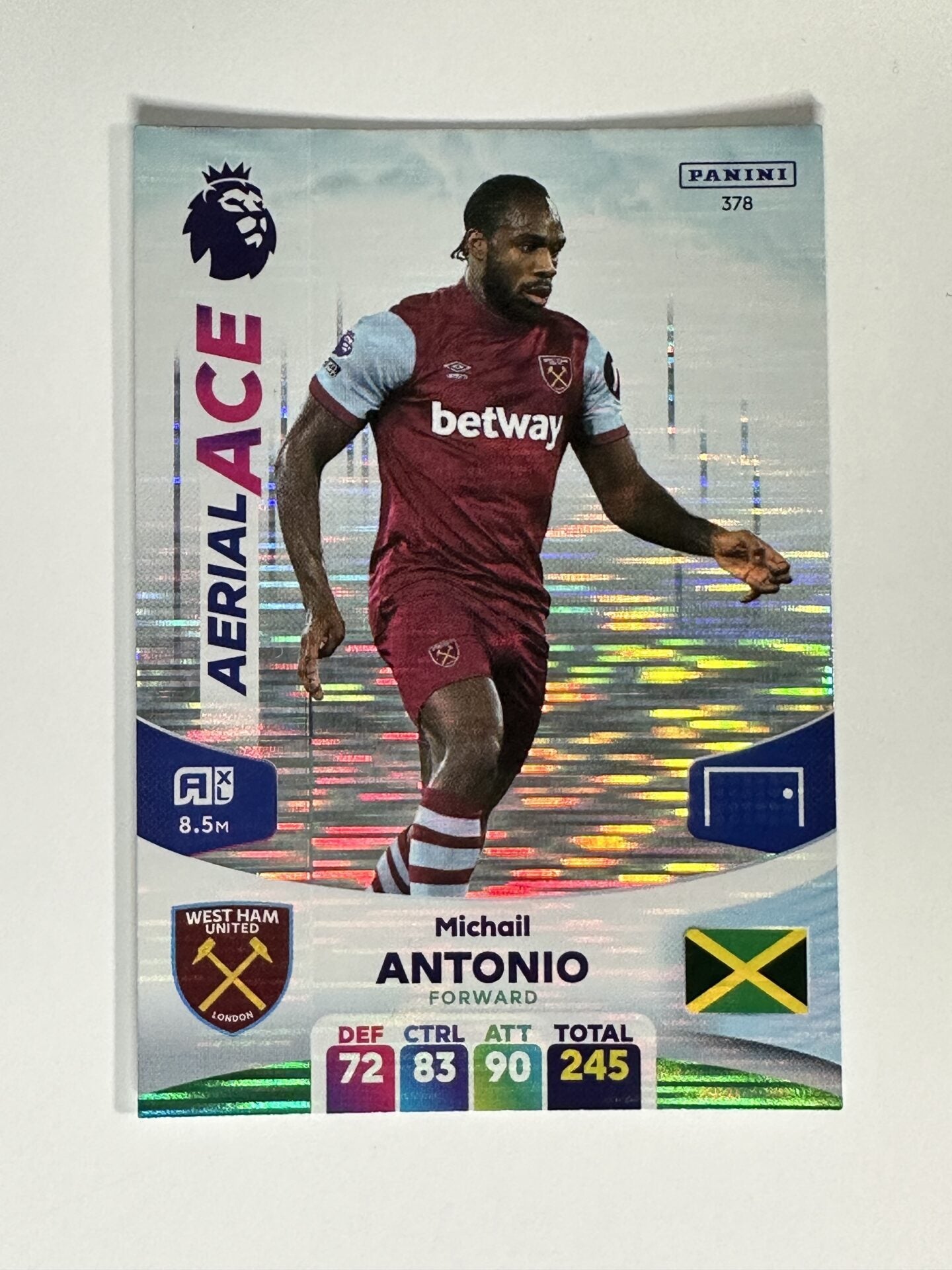 378 Michail Antonio West Ham Aerial Ace Panini Premier League Adrenaly – Solve Collectibles