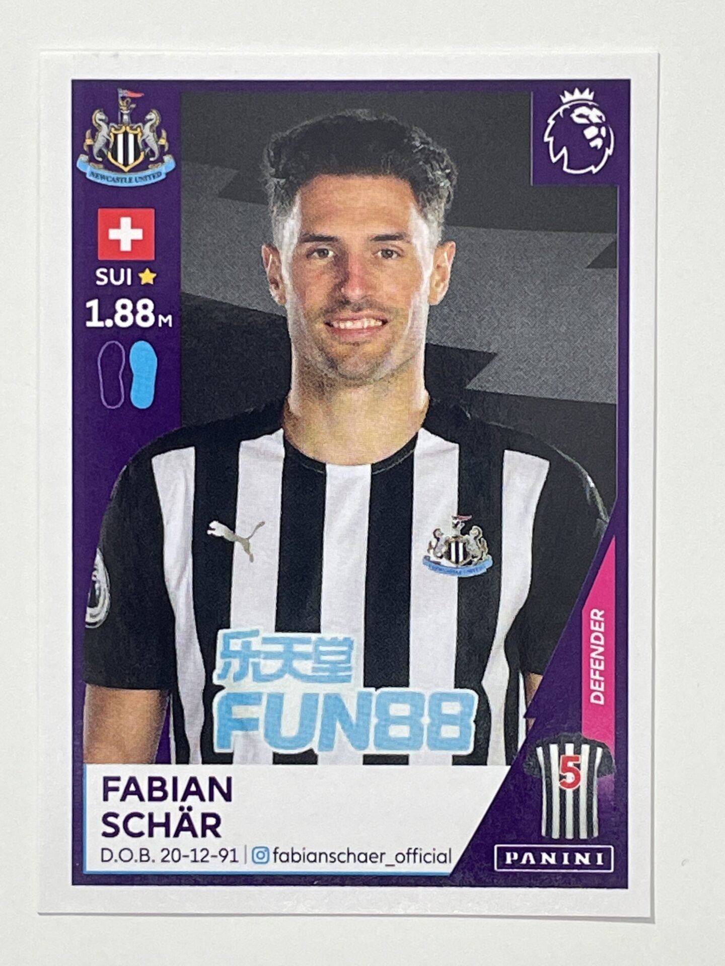 444 Fabian Schar (Newcastle United) Premier League 2021 Stickers ...