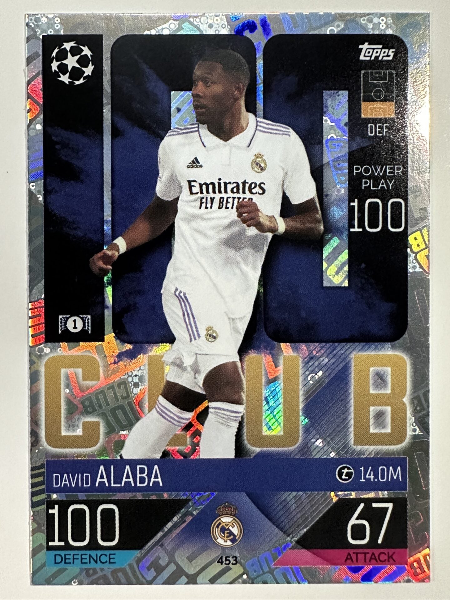453 David Alaba 100 Club (Real Madrid) Topps Match Attax 2022/2023 Car ...
