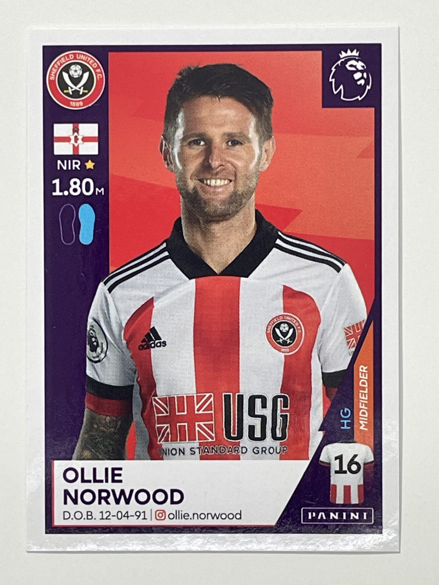485 Ollie Norwood (Sheffield United) Premier League 2021 Stickers ...