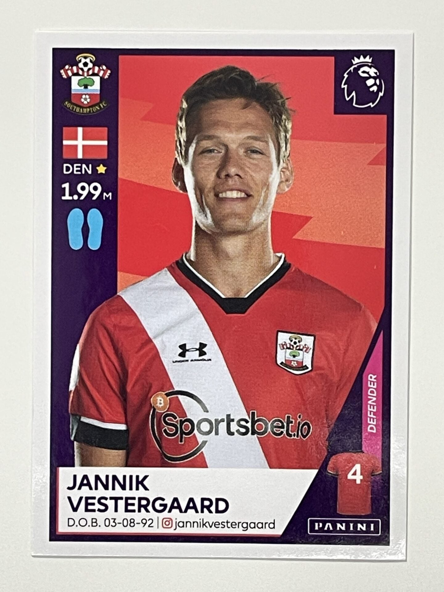 503 Jannik Vestergaard (Southampton) Premier League 2021 Stickers ...
