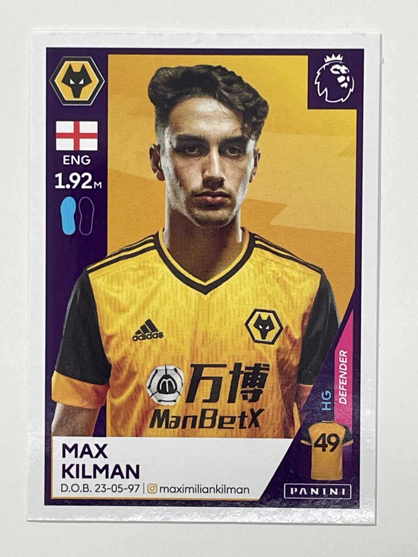 625 Max Kilman (Wolves) Premier League 2021 Stickers – Solve Collectibles
