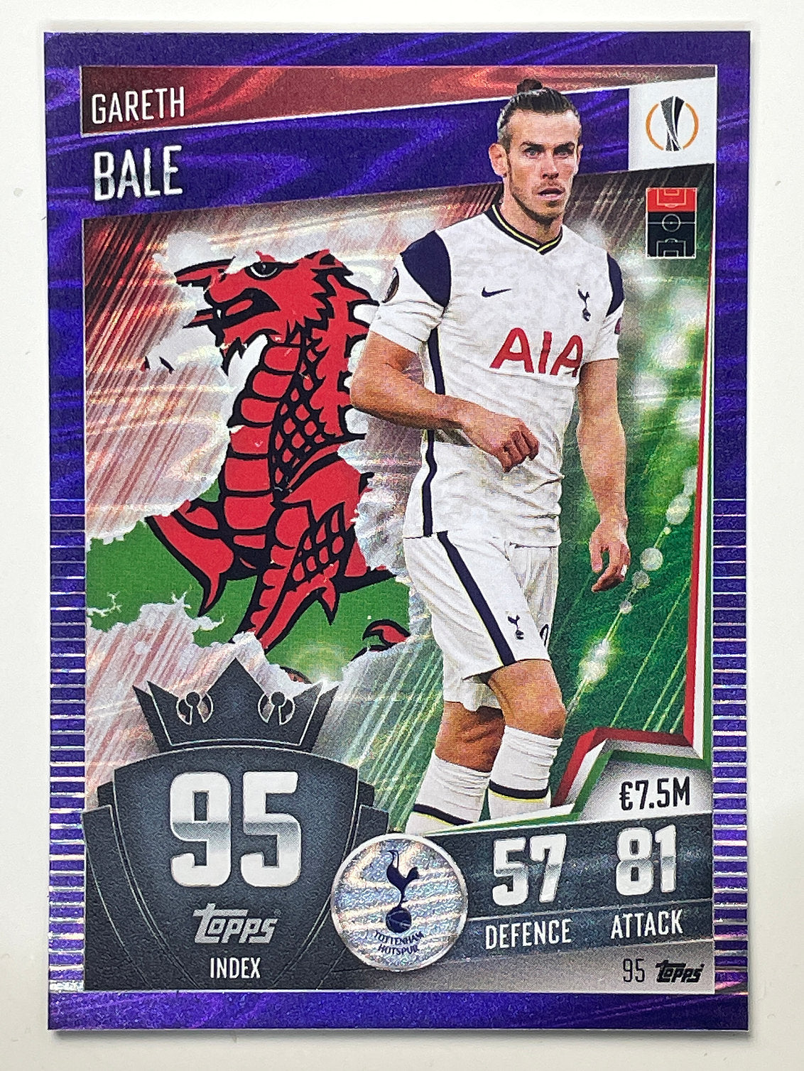 095 Gareth Bale Purple Parallel (Tottenham Hotspur) Match Attax 101 20 ...