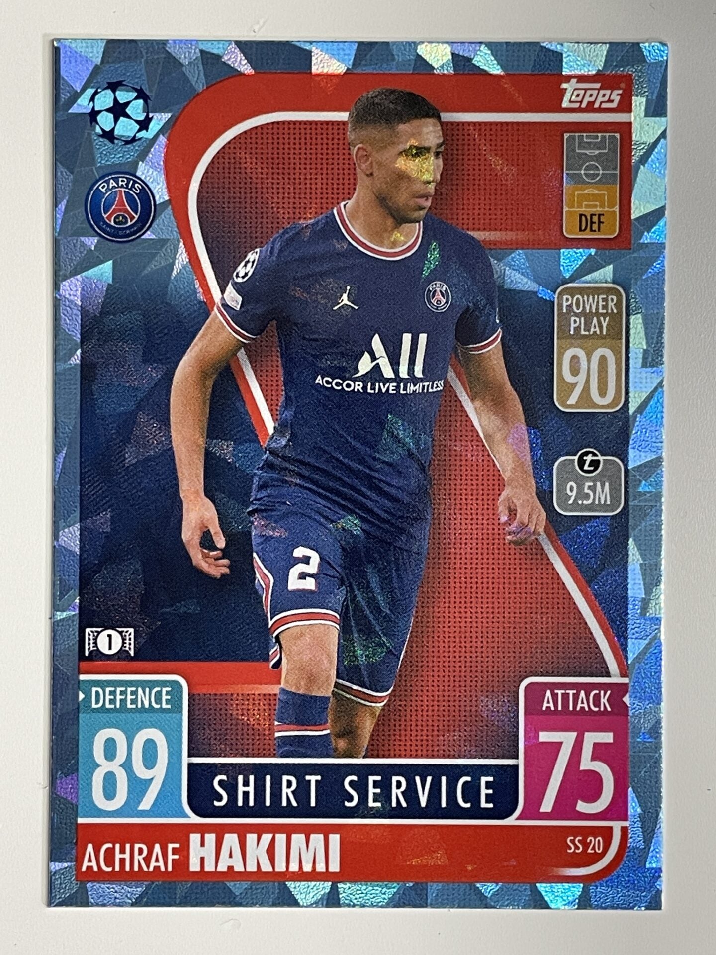 SS20 Achraf Hakimi PSG Base Crystal Foil Parallel Topps Match Attax Ex ...