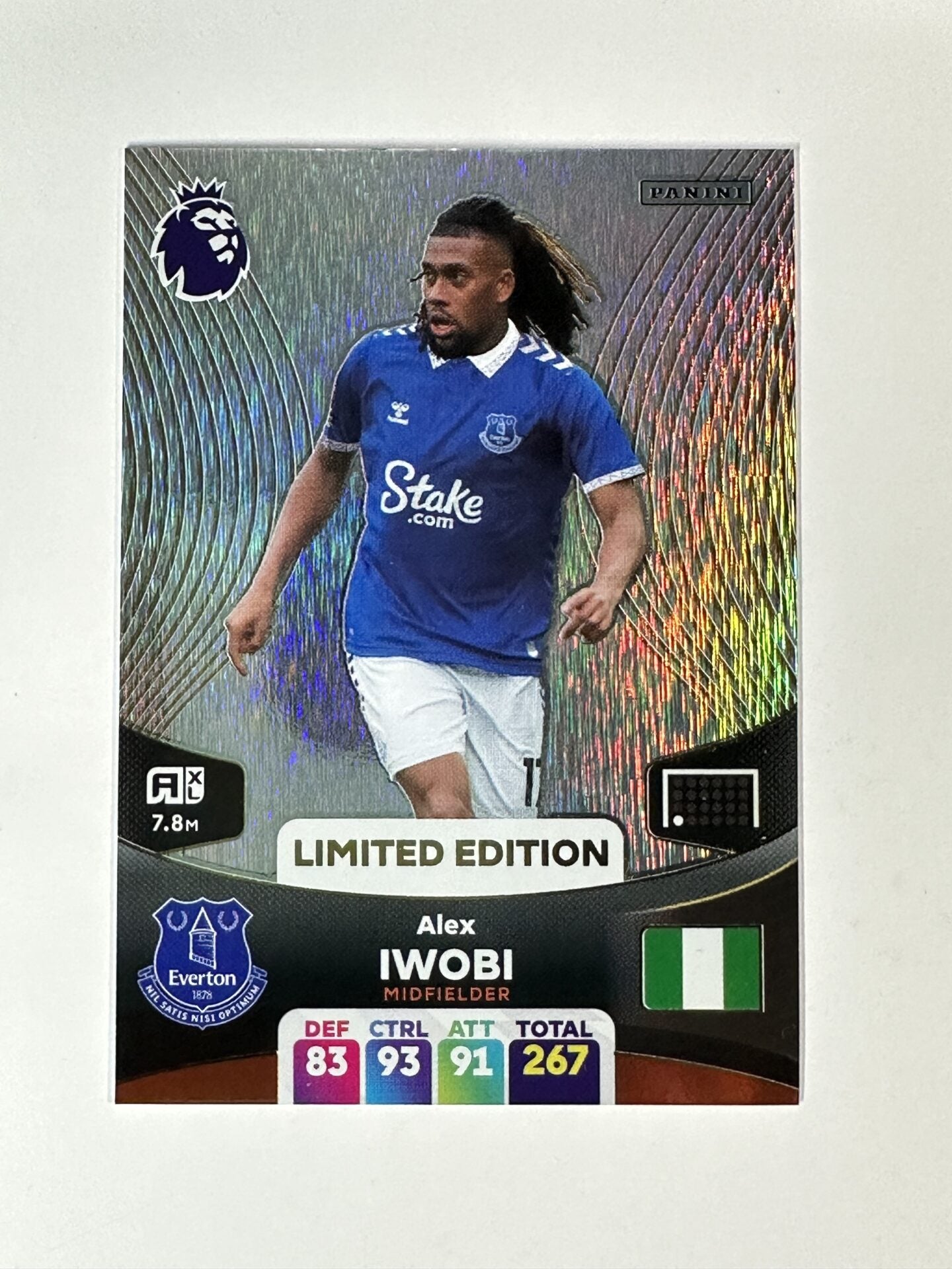 LE Alex Iwobi Everton Limited Edition Panini Premier League Adrenalyn ...