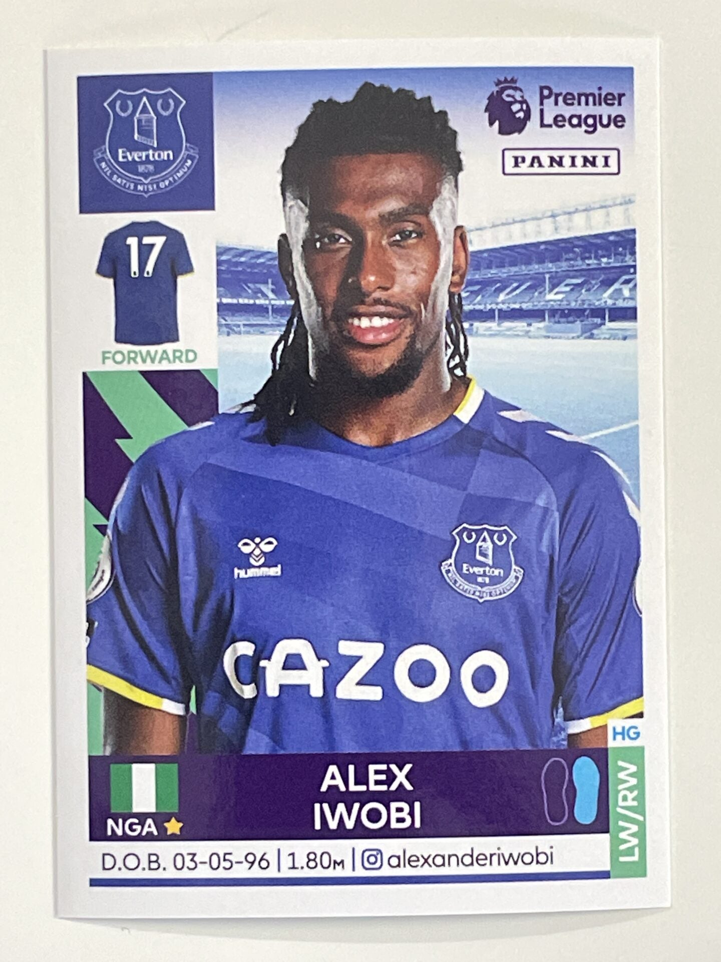 247 Alex Iwobi Base Everton Panini Premier League 2022 Sticker – Solve ...