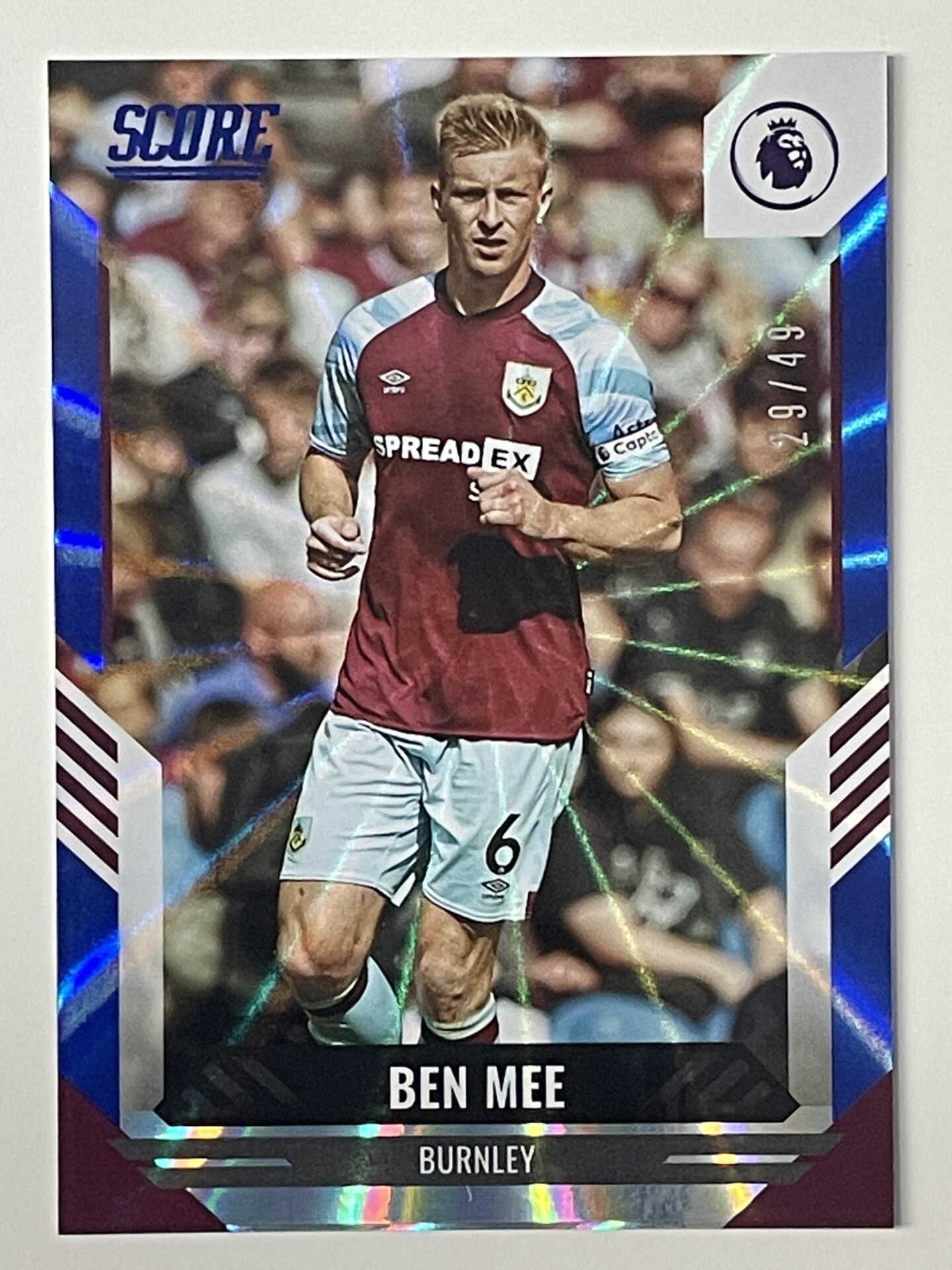 Base Blue laser Parallel 073 Ben Mee Burnley Panini Premier League Sco ...