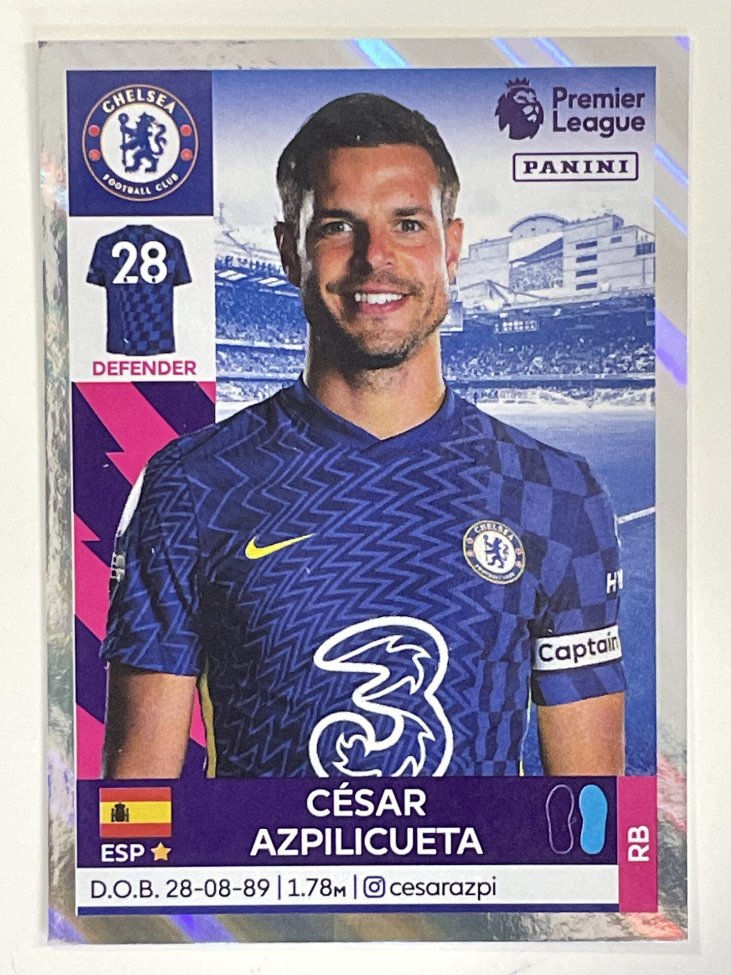 178 Cesar Azpilicueta Captain Chelsea Panini Premier League 2022 Stick ...