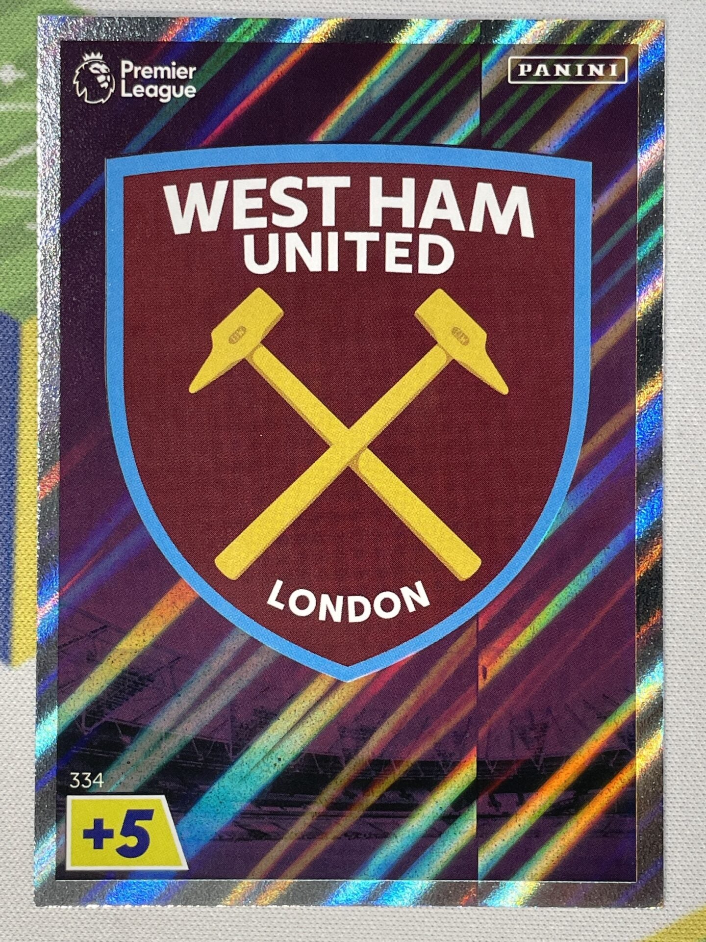 334 Club Badge West Ham Club Crest Panini Premier League Adrenalyn XL ...