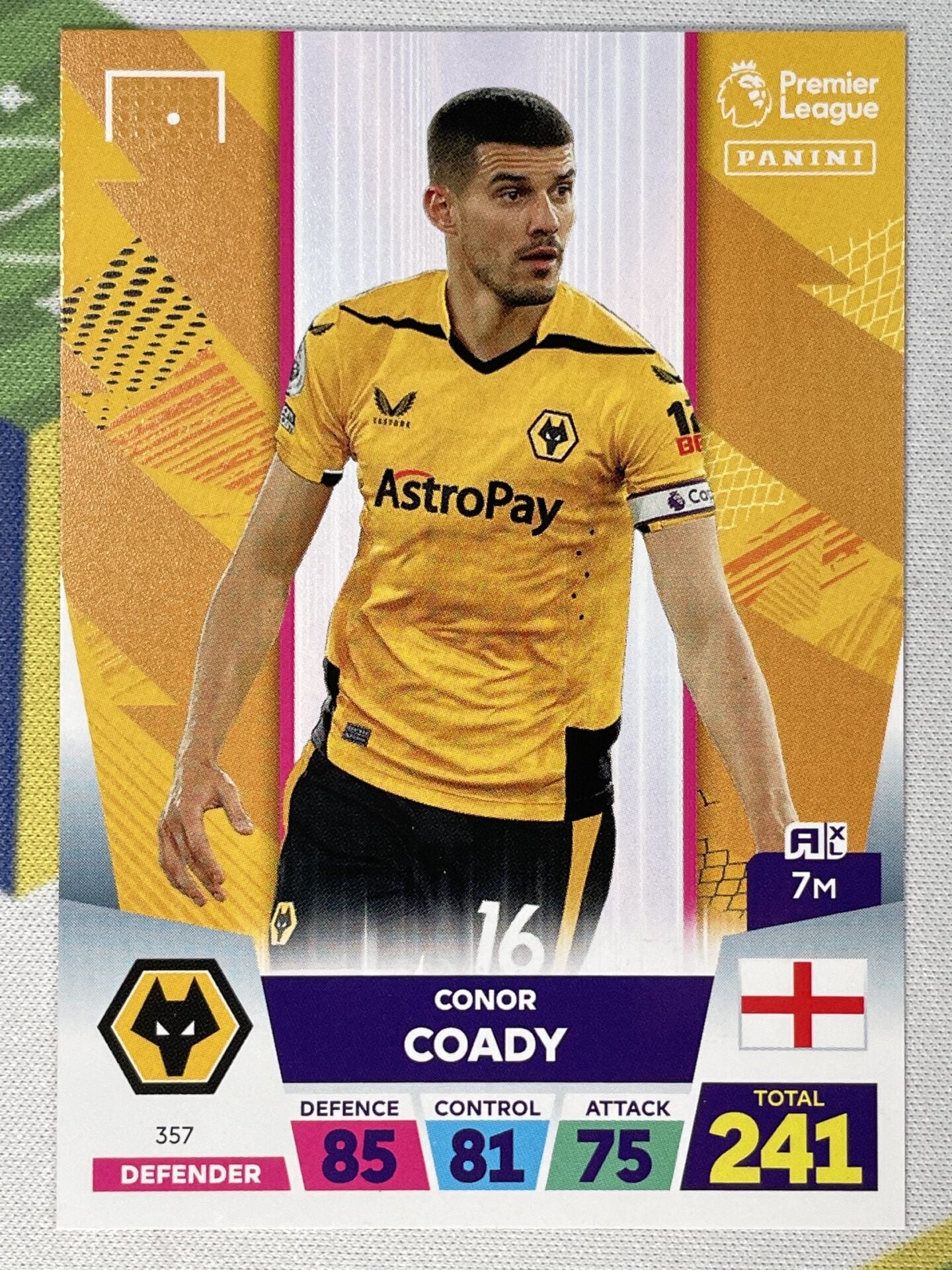 357 Conor Coady Wolves Base Panini Premier League Adrenalyn XL 2023 Ca ...