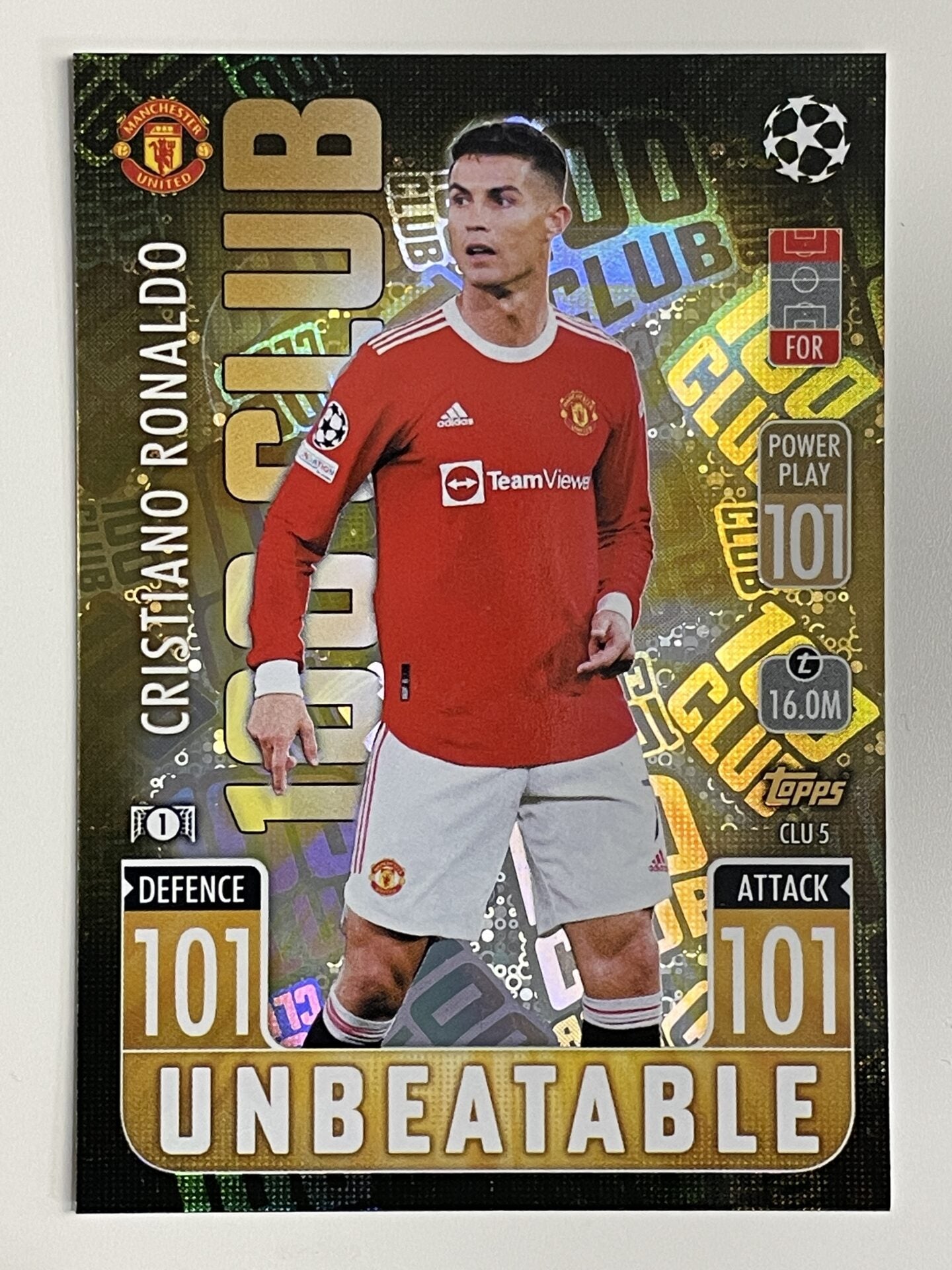 CLU5 Cristiano Ronaldo Manchester United 100 Club Topps Match Attax Ex – Solve Collectibles