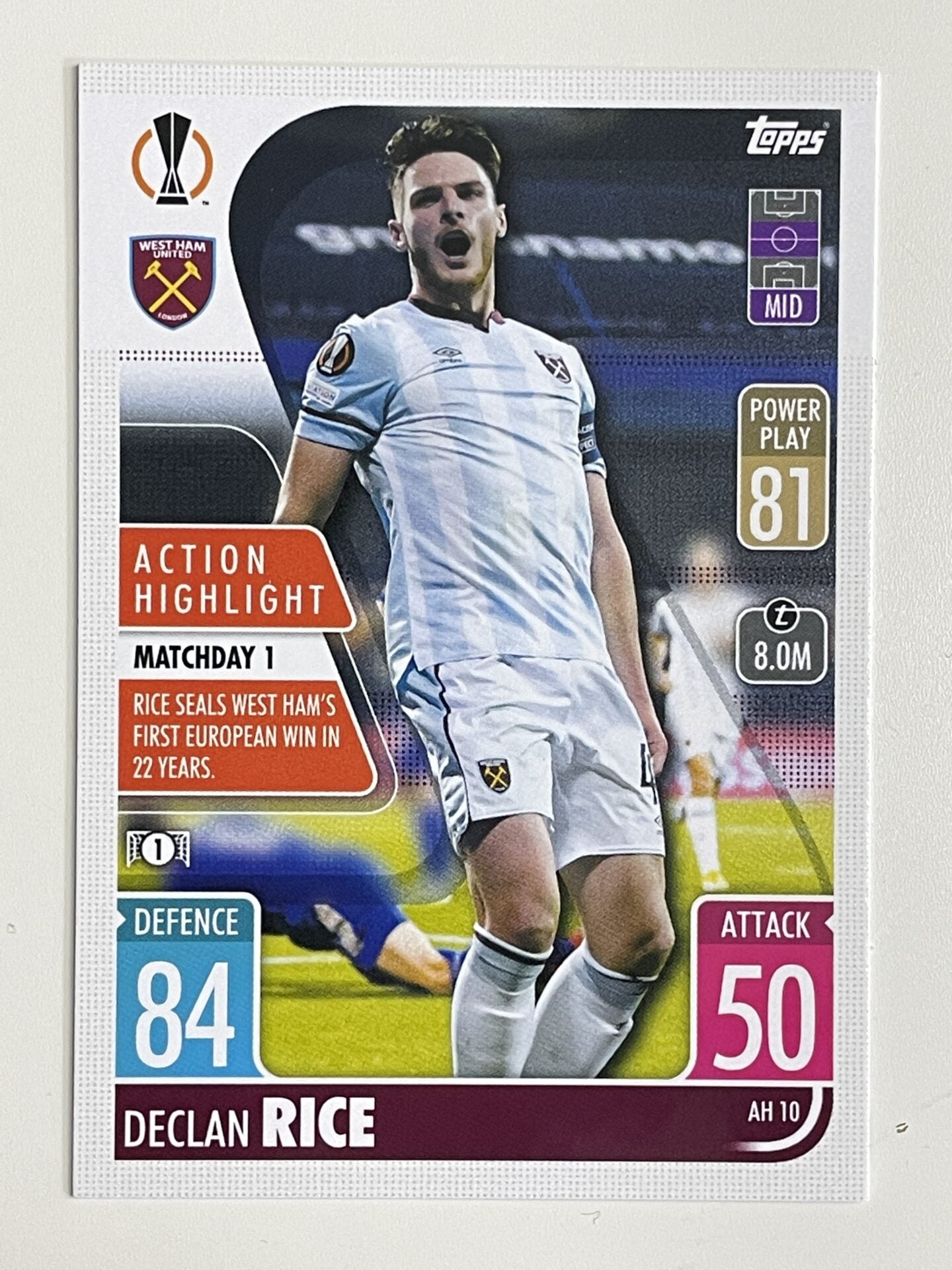 AH10 Declan Rice West Ham Action Highlight Topps Match Attax Extra 202 ...