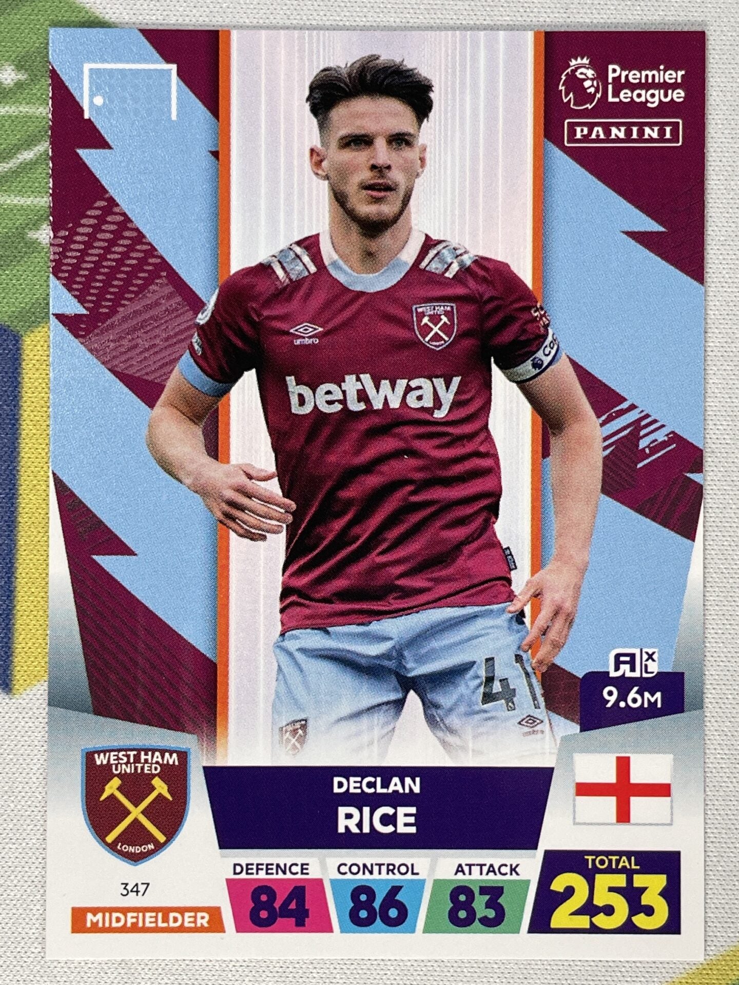 347 Declan Rice West Ham Base Panini Premier League Adrenalyn XL 2023 ...