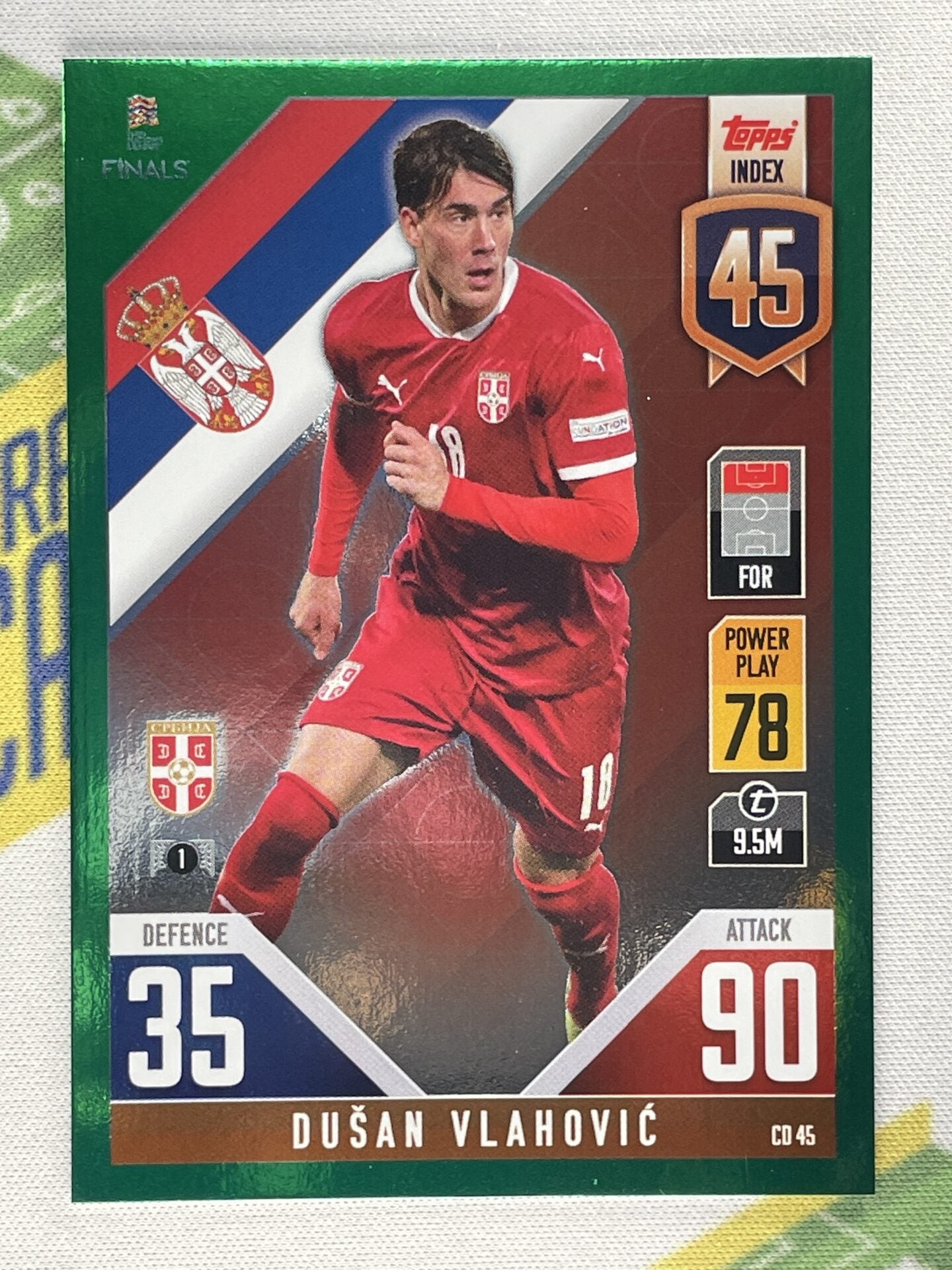 CD-P 045 Dusan Vlahovic Serbia Green Foil Parallel Topps Match Attax 1 ...