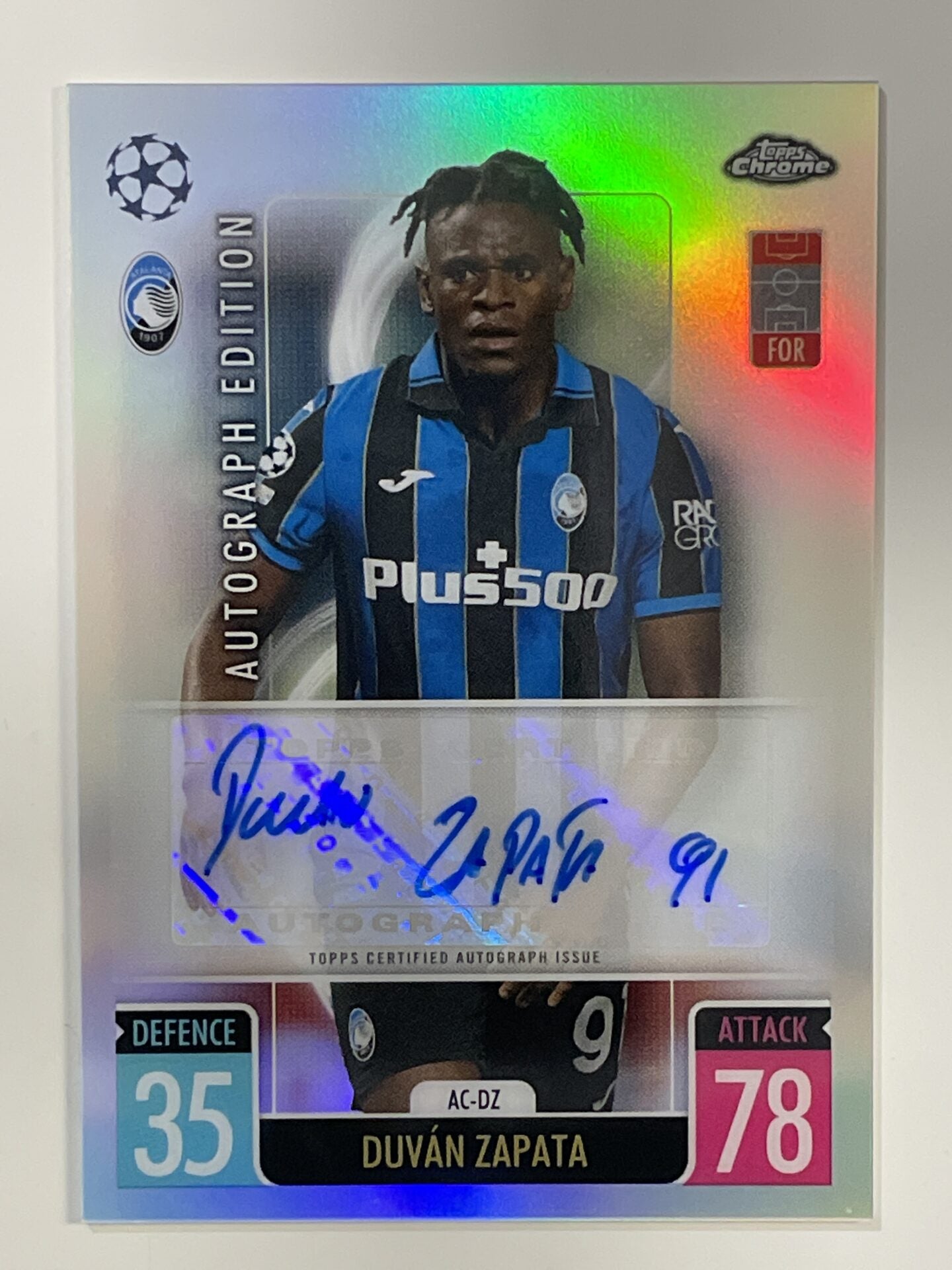 Duvan Zapata Autograph Refractor Topps Match Attax Chrome 2021/22 Card ...