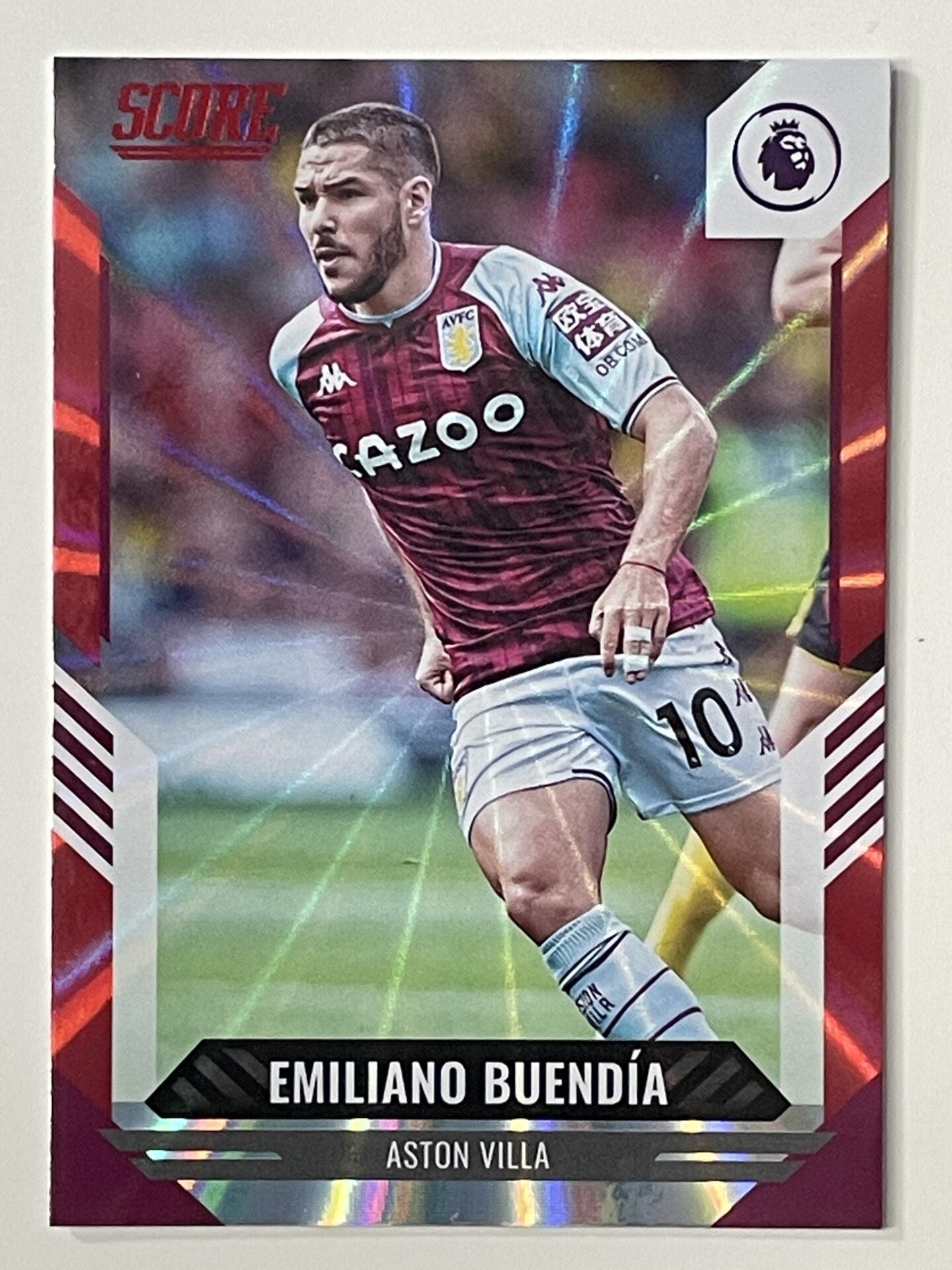 Base Red Laser Parallel 125 Emiliano Buendia Aston Villa Panini Premie ...