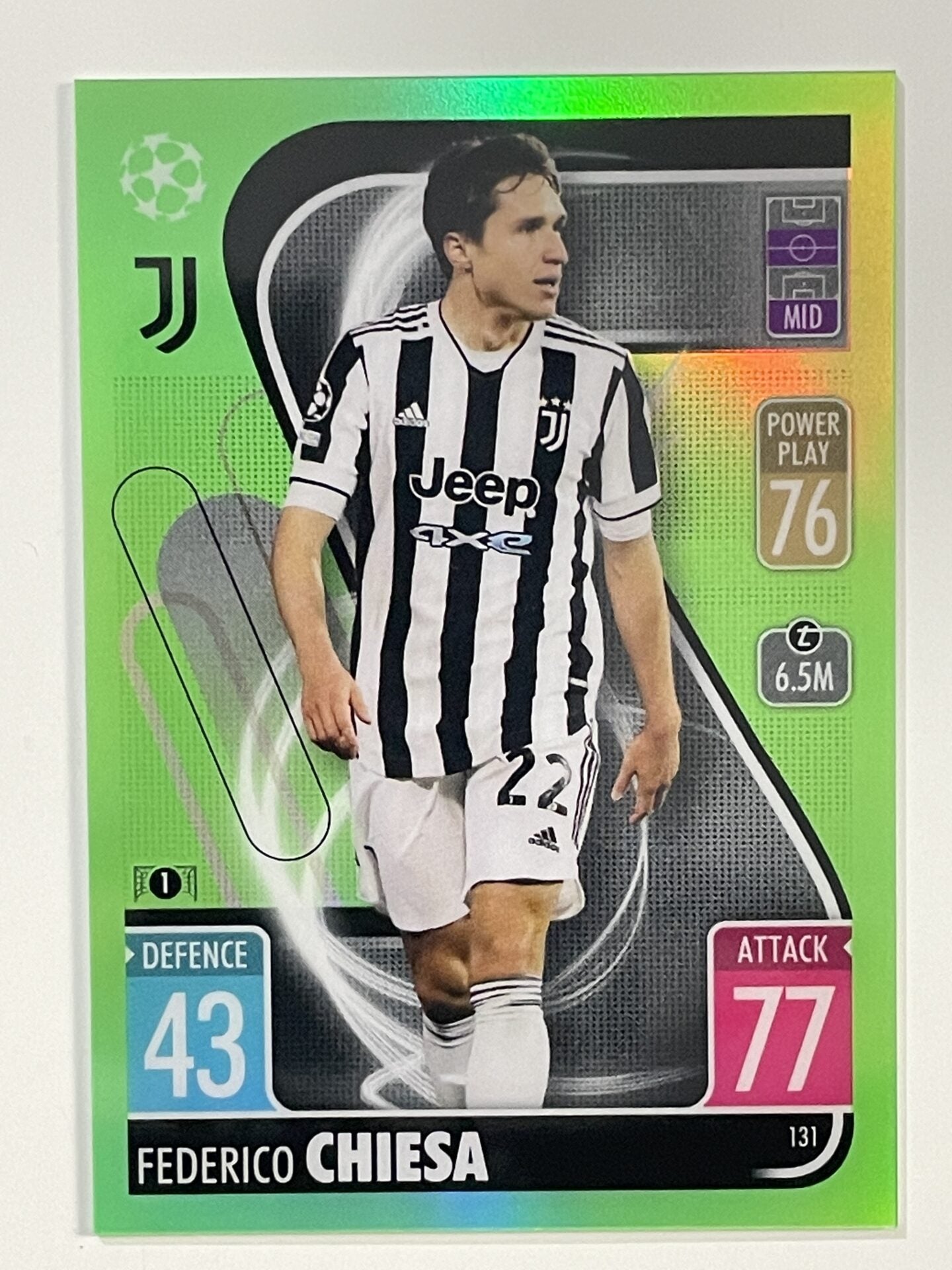 131 Neon Green Parallel Frederico Chiesa Topps Match Attax Chrome 2021 ...