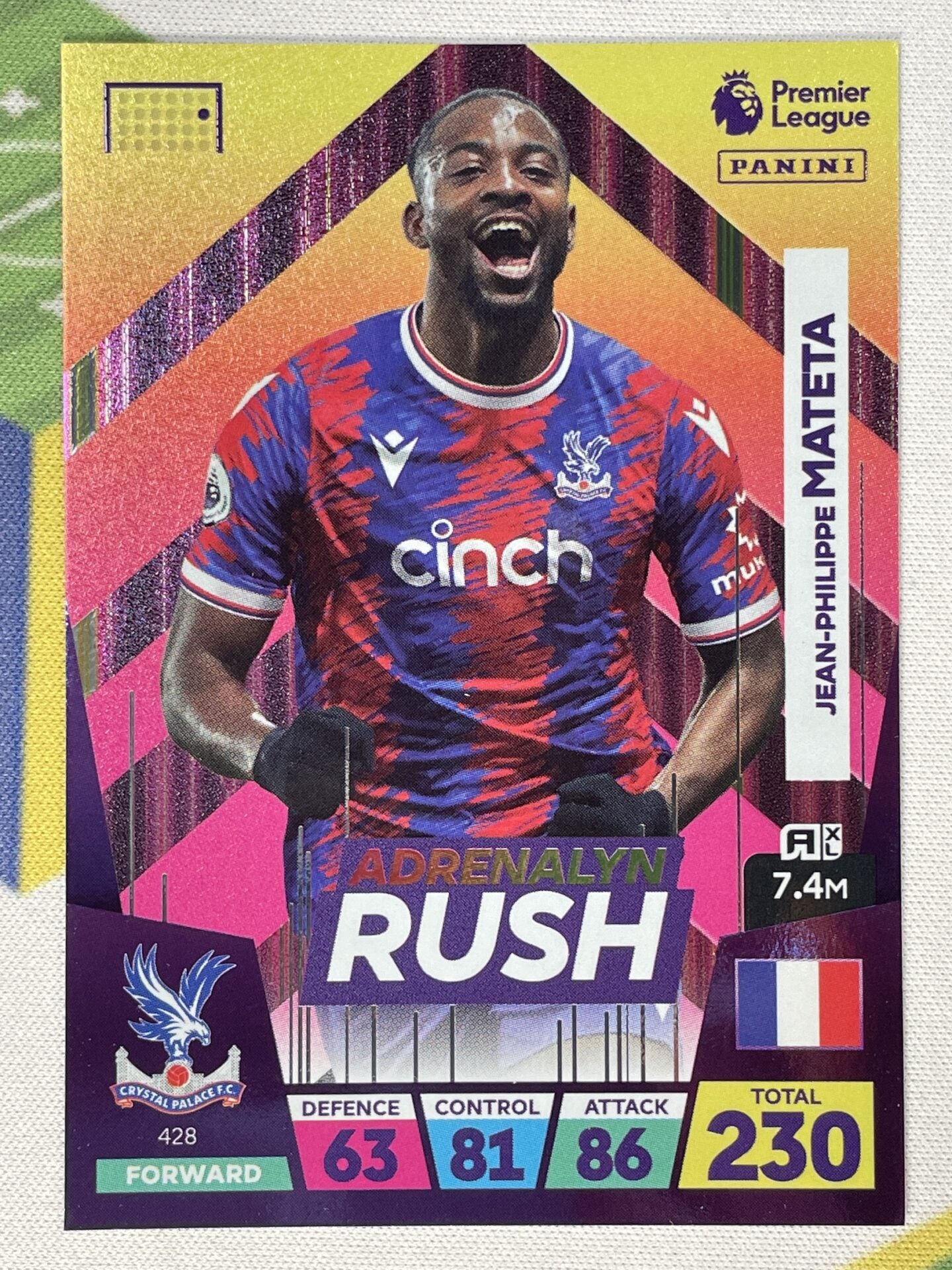 428 Jean-Philippe Mateta Crystal Palace Adrenalyn Rush Panini Premier ...