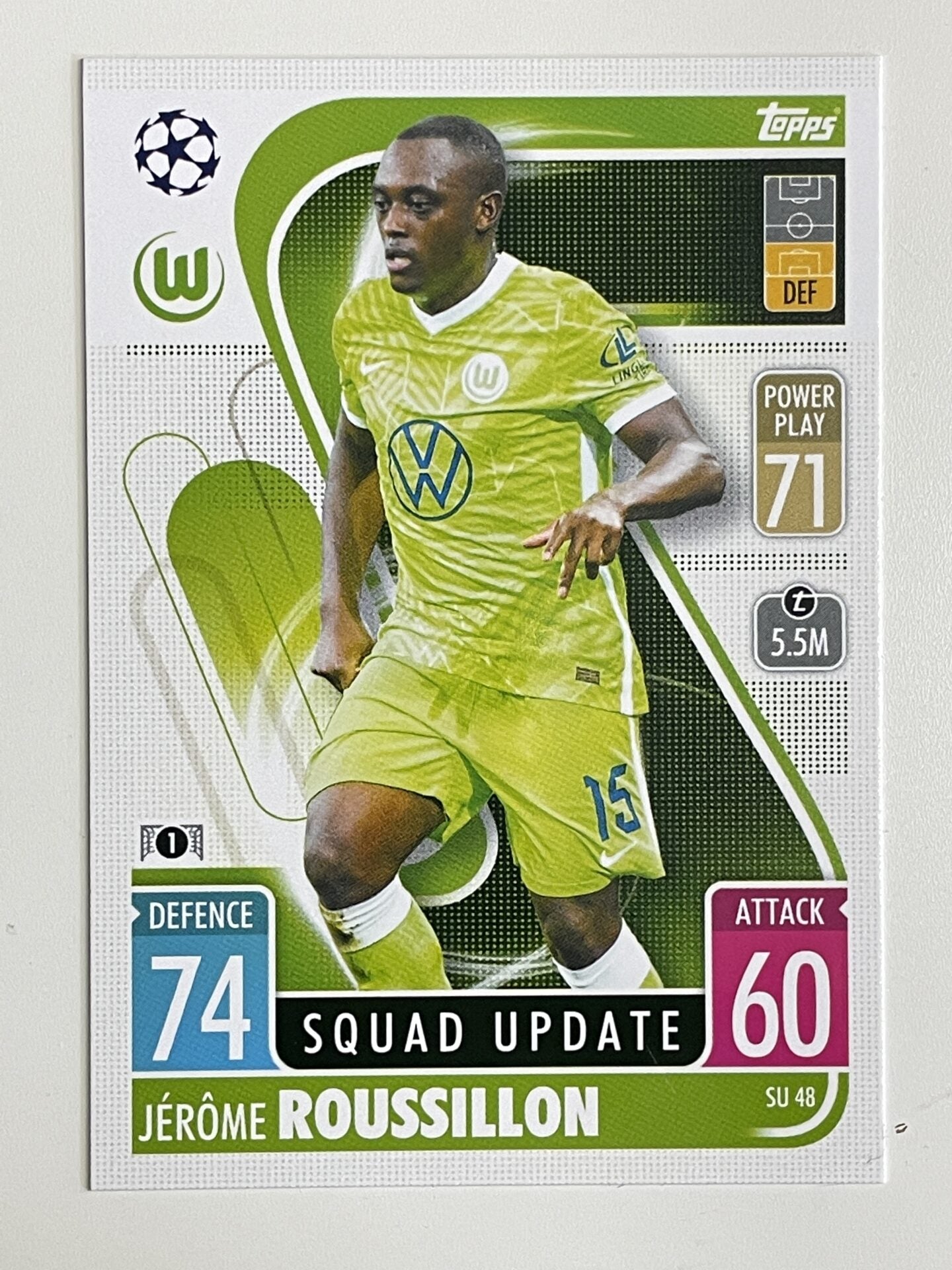 SU48 Jérôme Roussillon Wolfsburg Base Topps Match Attax Extra 2021/22 ...
