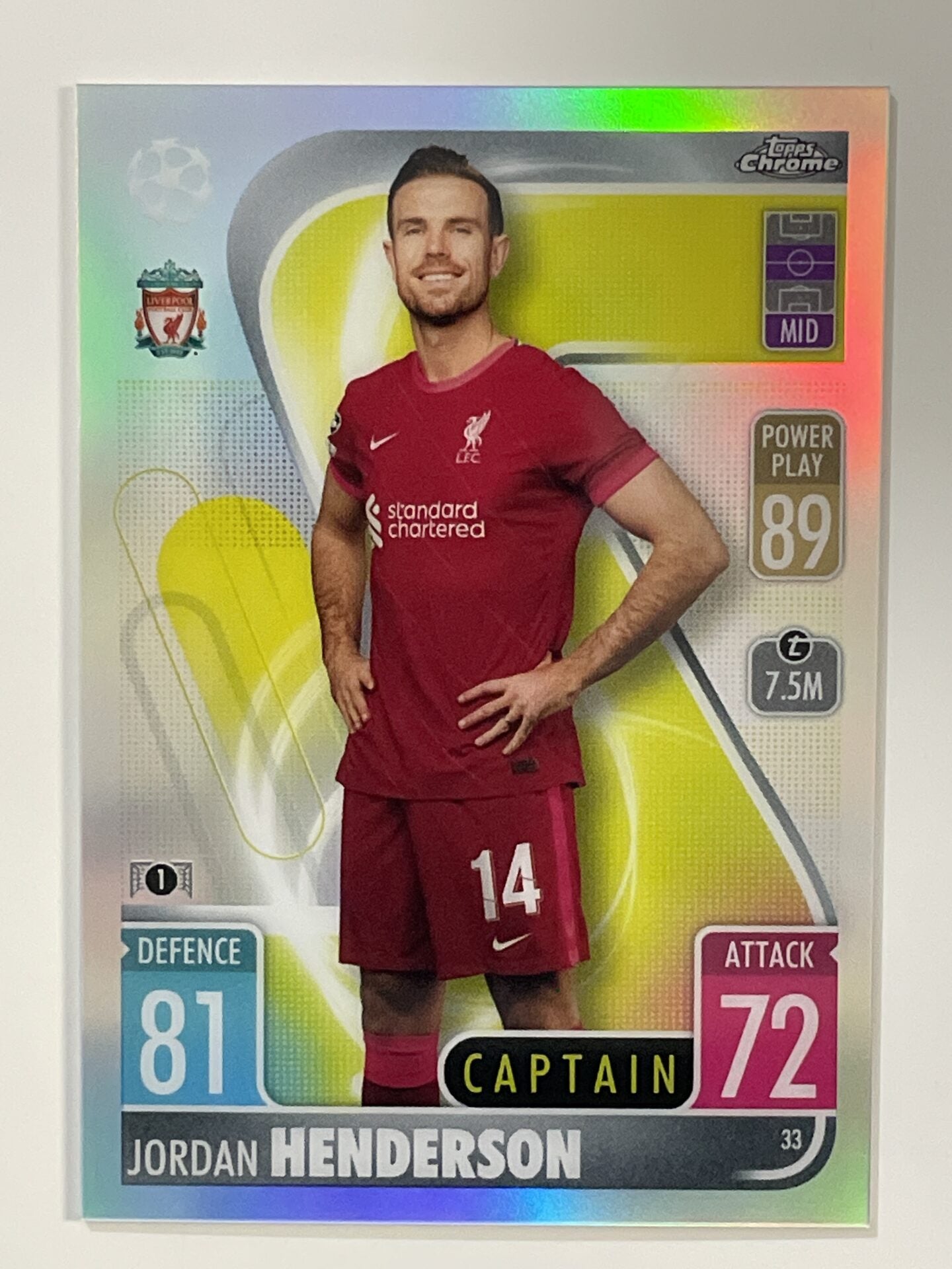 33 Refractor Jordan Henderson Topps Match Attax Chrome 2021/22 Card ...