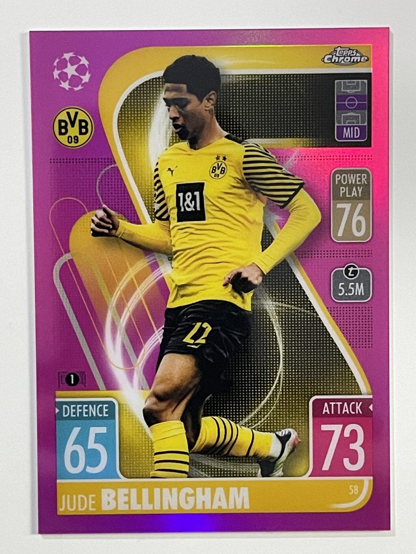 58 Pink Parallel Jude Bellingham Topps Match Attax Chrome 2021/22 Card ...
