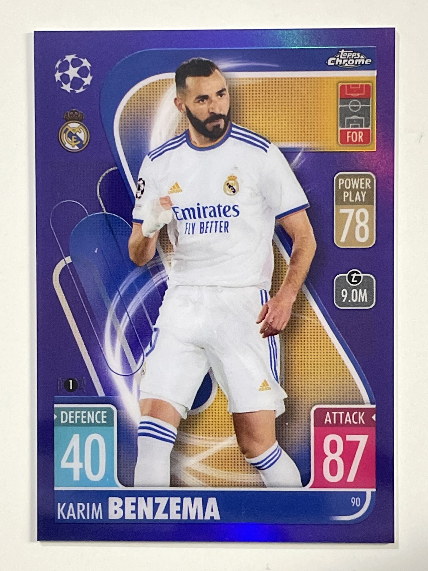 90 Purple Parallel Karim Benzema Topps Match Attax 2021/22 Chrome Card ...