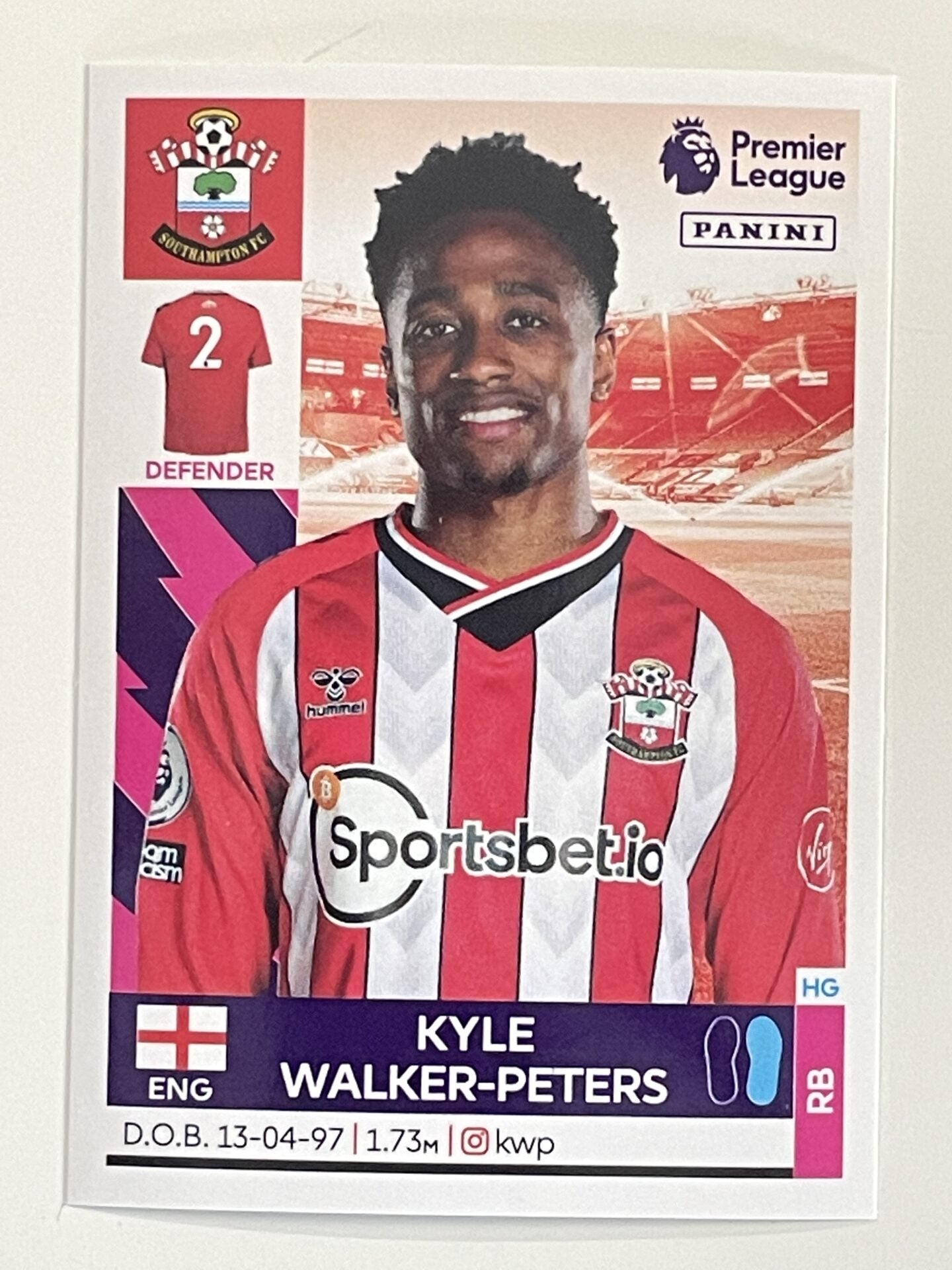 495 Kyle Walker-Peters Base Southampton Panini Premier League 2022 Sti ...